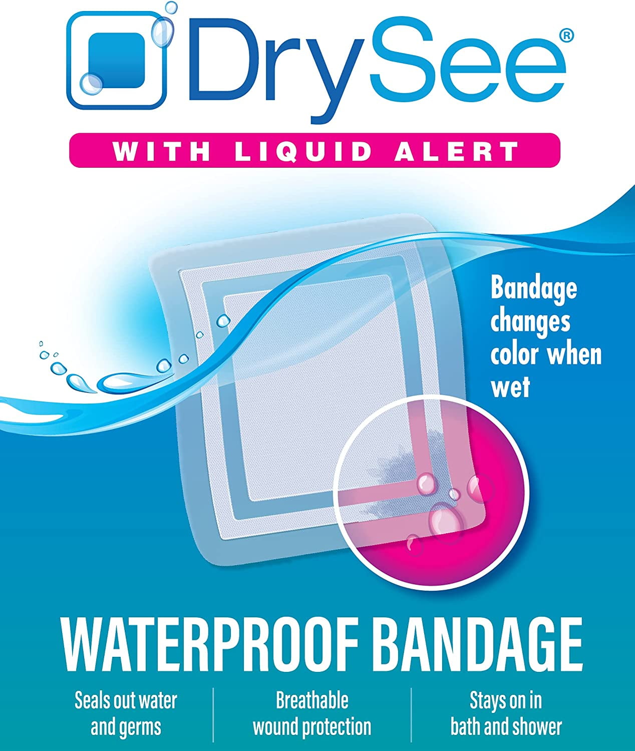 DrySee Waterproof Bandages - Large Bandages for Wound Care, Tattoos ...