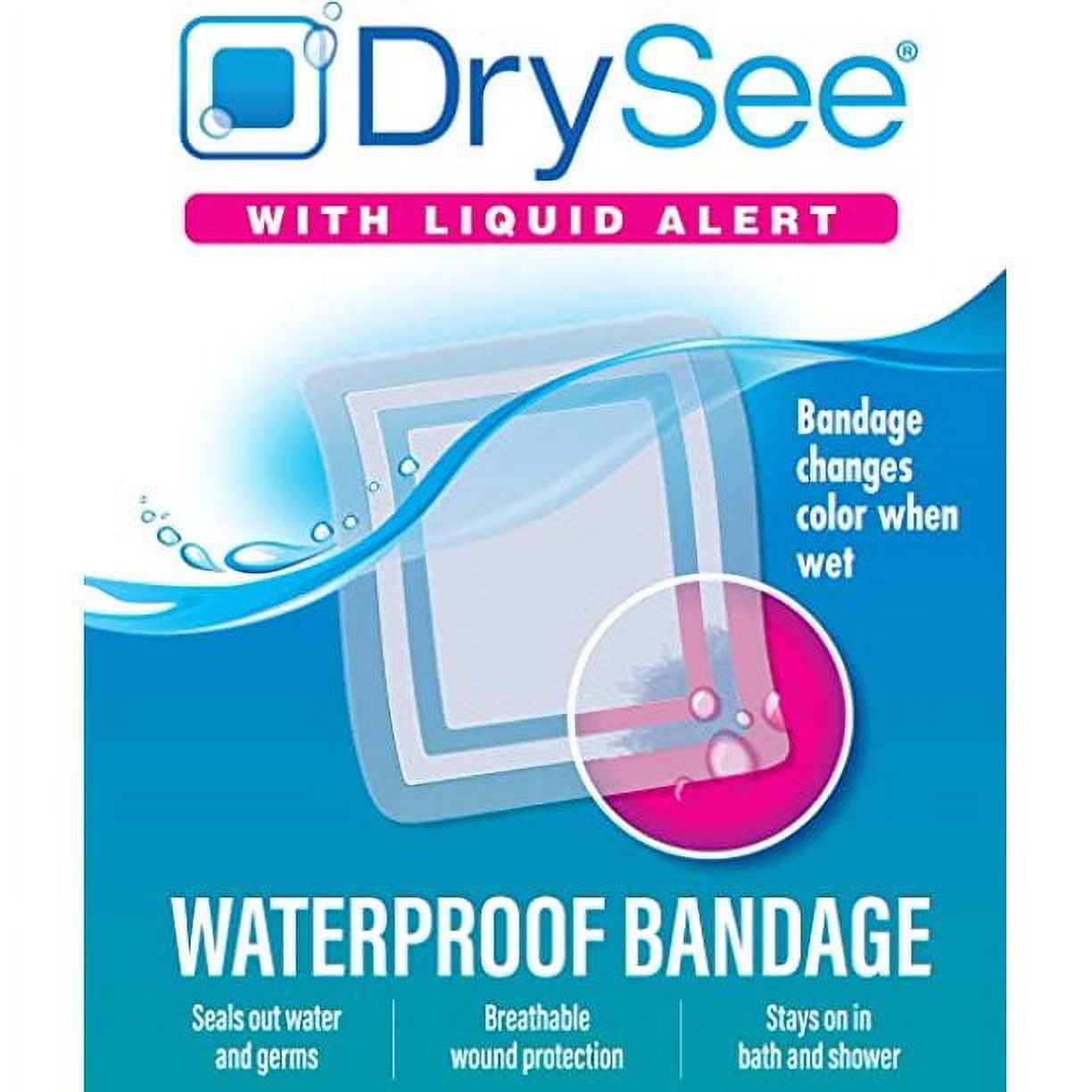 DrySee 4x4 Waterproof Bandages - For Wound Care, Tattoos, Post Surgery ...