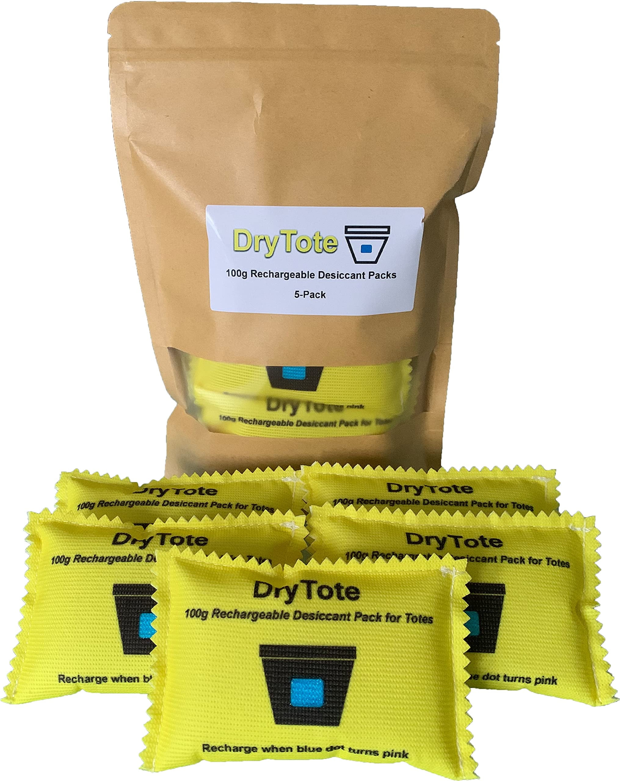 DryTote Rechargeable Moisture Absorbing Bag Desiccant, 100 g, 5 Pack ...