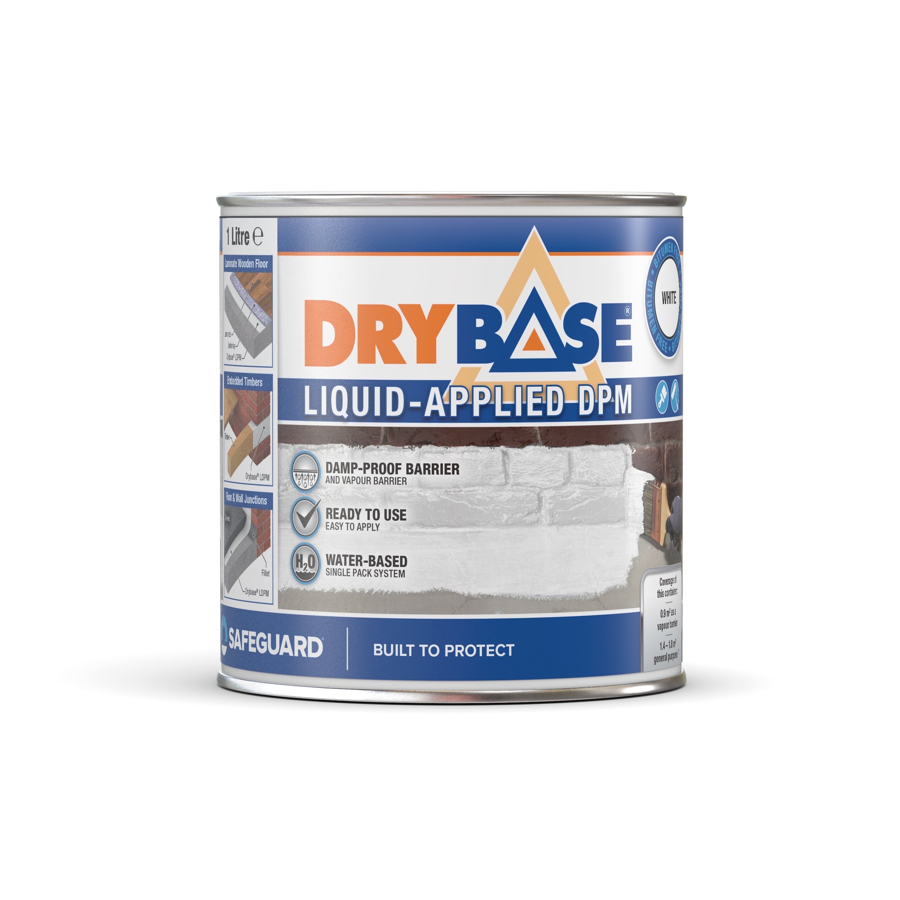 Drybase Liquid Damp Proof Membrane (1L, White) - Damp Proofing Paint for Interior Walls and ...