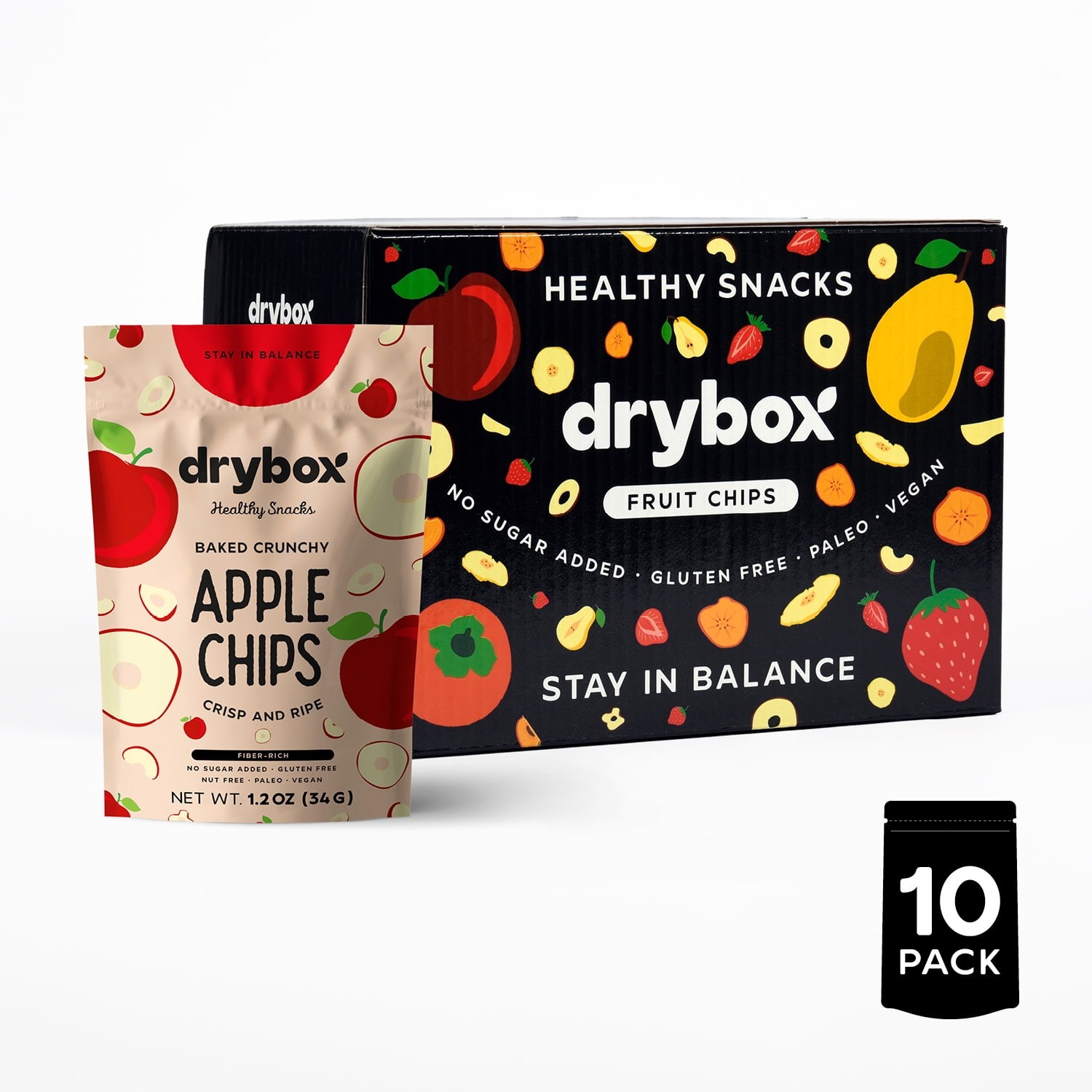 Drybox Dried Apple Chips No Sugar Added Apple Crisps 12 Pack Dehydrated ...
