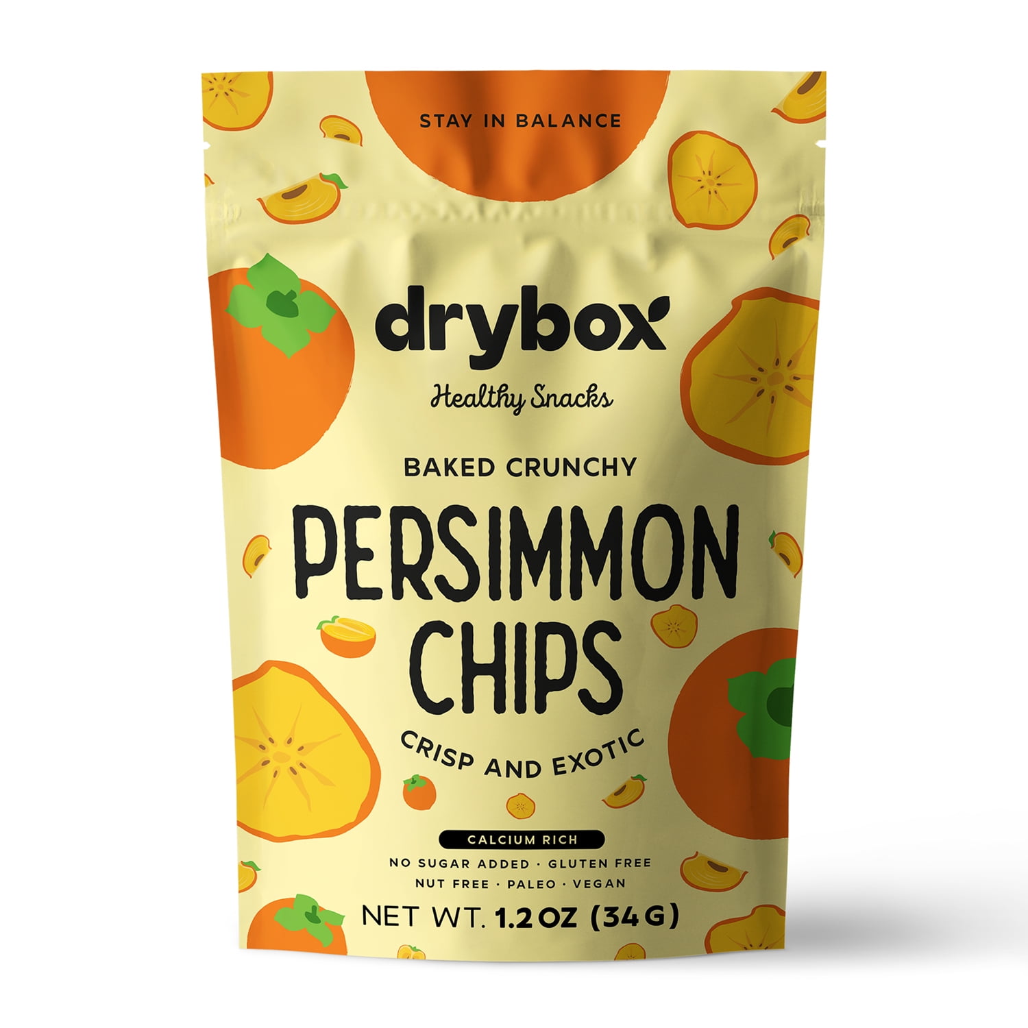 Drybox 1 Pack Natural Dried Persimmons, Chewy Unsweetened Fruit Chips ...