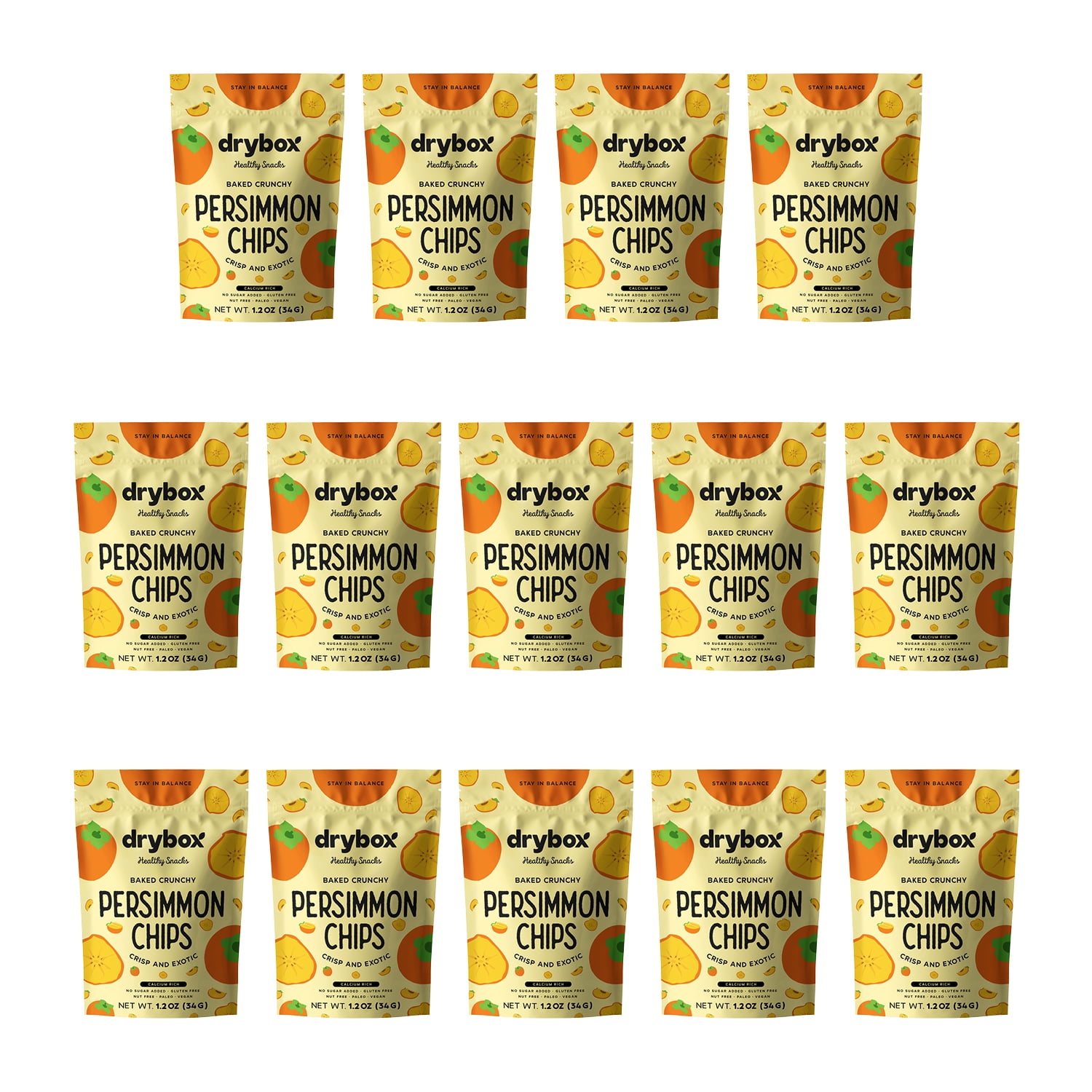 Drybox Dried Persimmons 12 Pack | Chewy Persimmon Chips, No Sugar Added ...