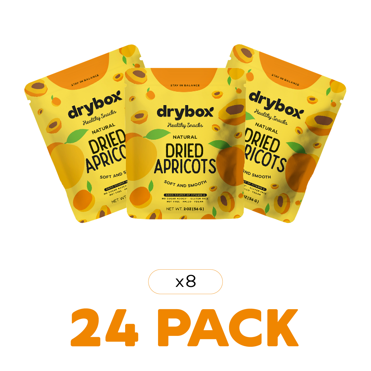 Drybox Dried Turkish Apricots No Sugar Added, 24 Snack Packs in 2 Grab ...