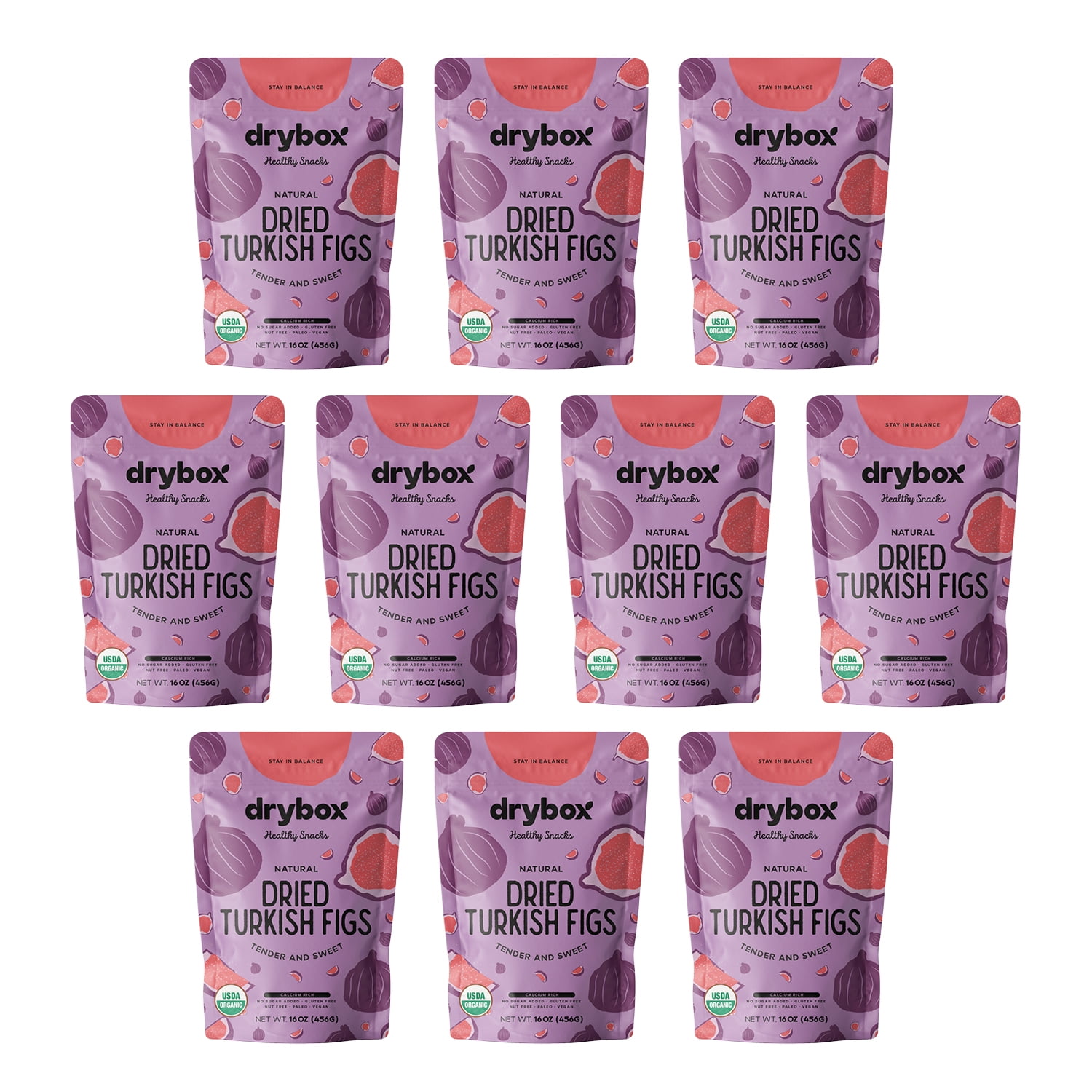 Drybox Organic Smyrna Turkish Figs 10 Pack No Sugar Added, Non-GMO ...