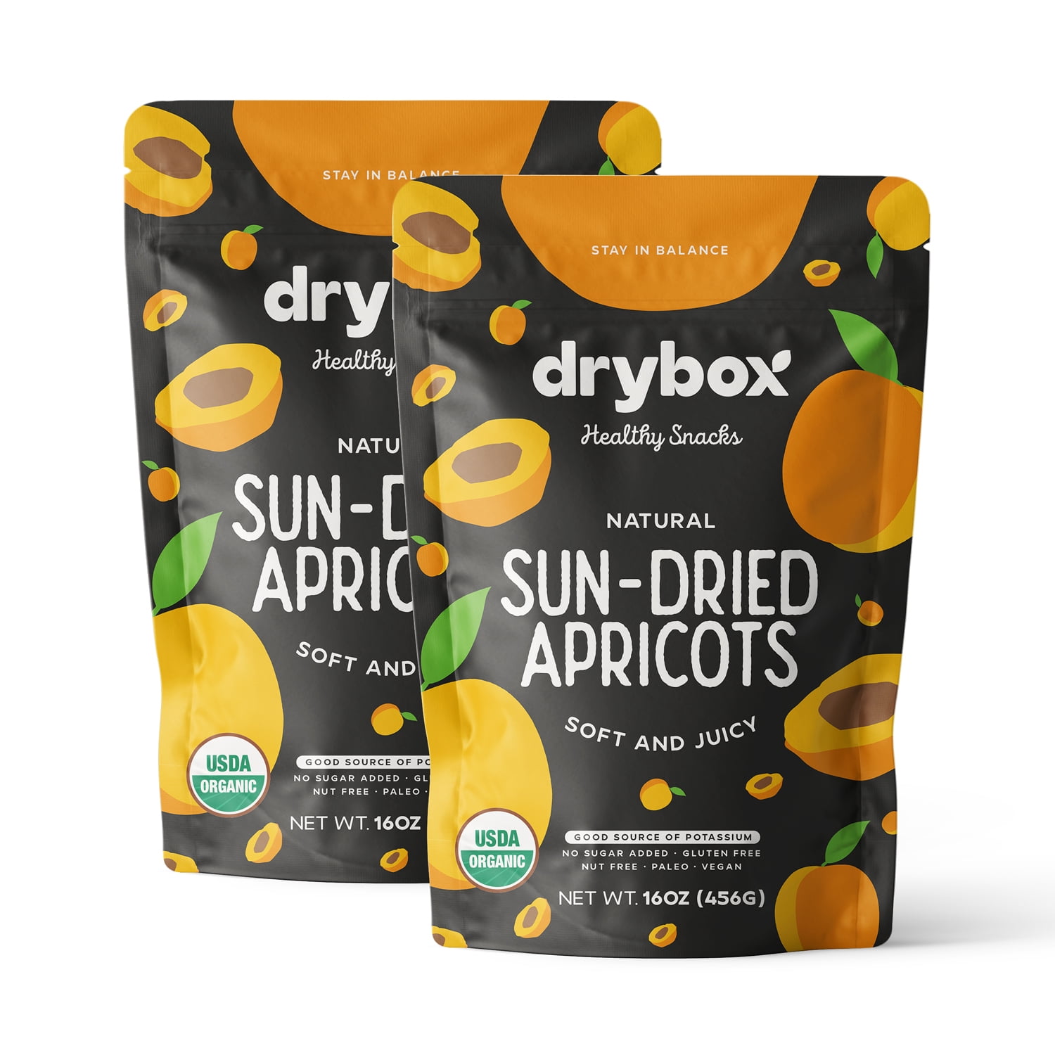 Drybox Organic Sun Dried Turkish Apricots, 2 Pack Unsulfured ...
