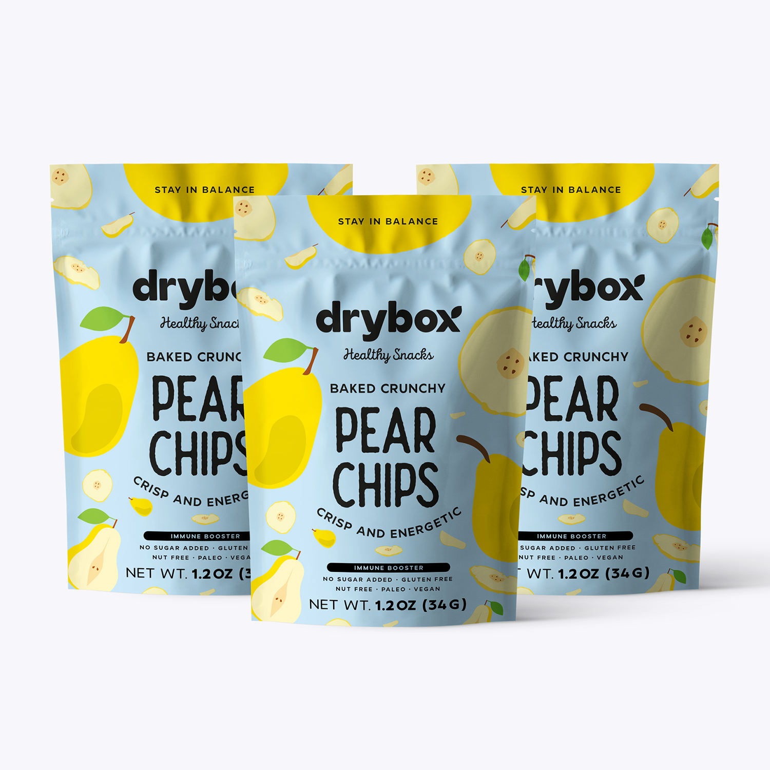 Drybox Pear Chips 3 Pack Thin Sliced Sweet with No Sugar Added | Non ...