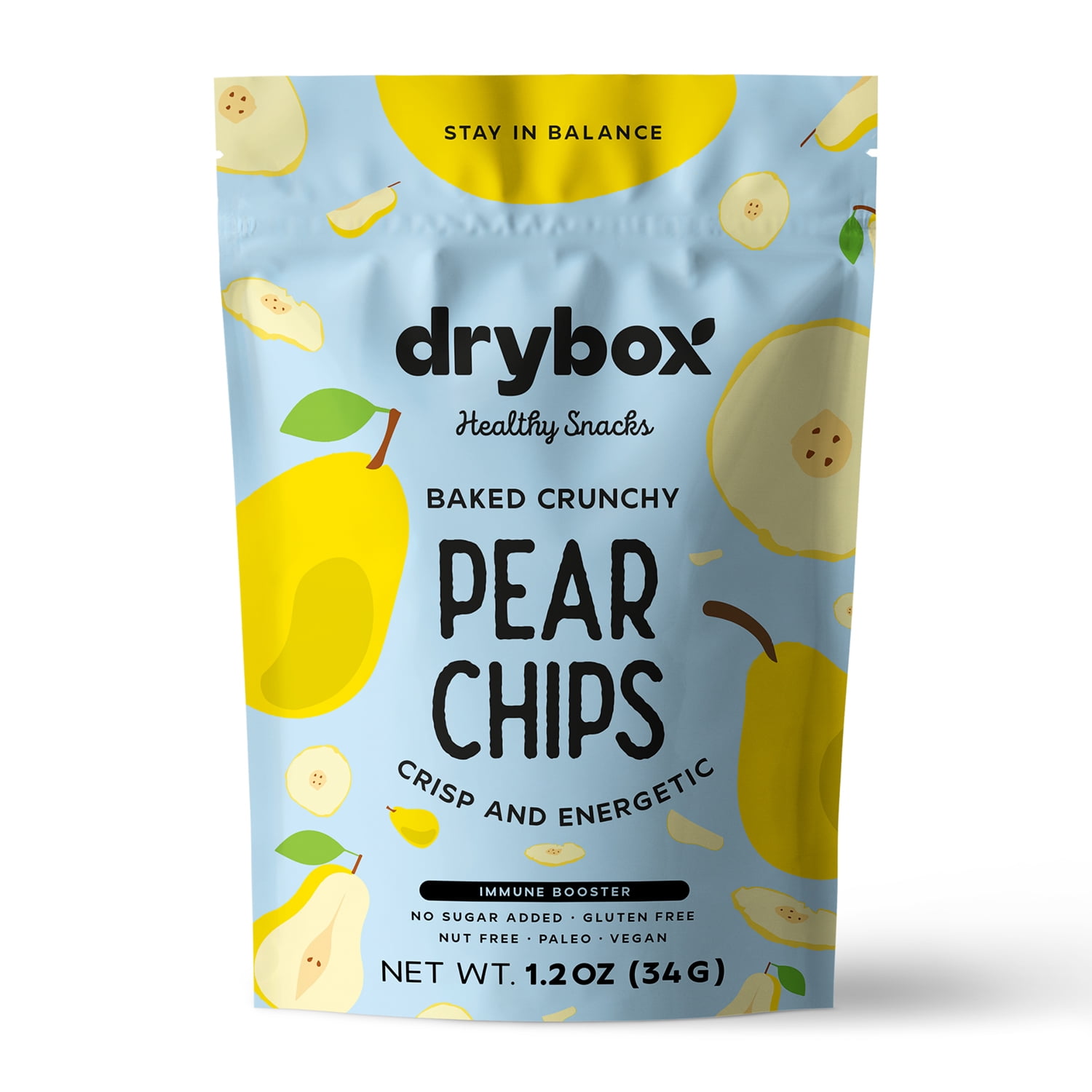Drybox Pear Chips No Sugar Added 1 Pack Thin Sliced Unsweetened Non