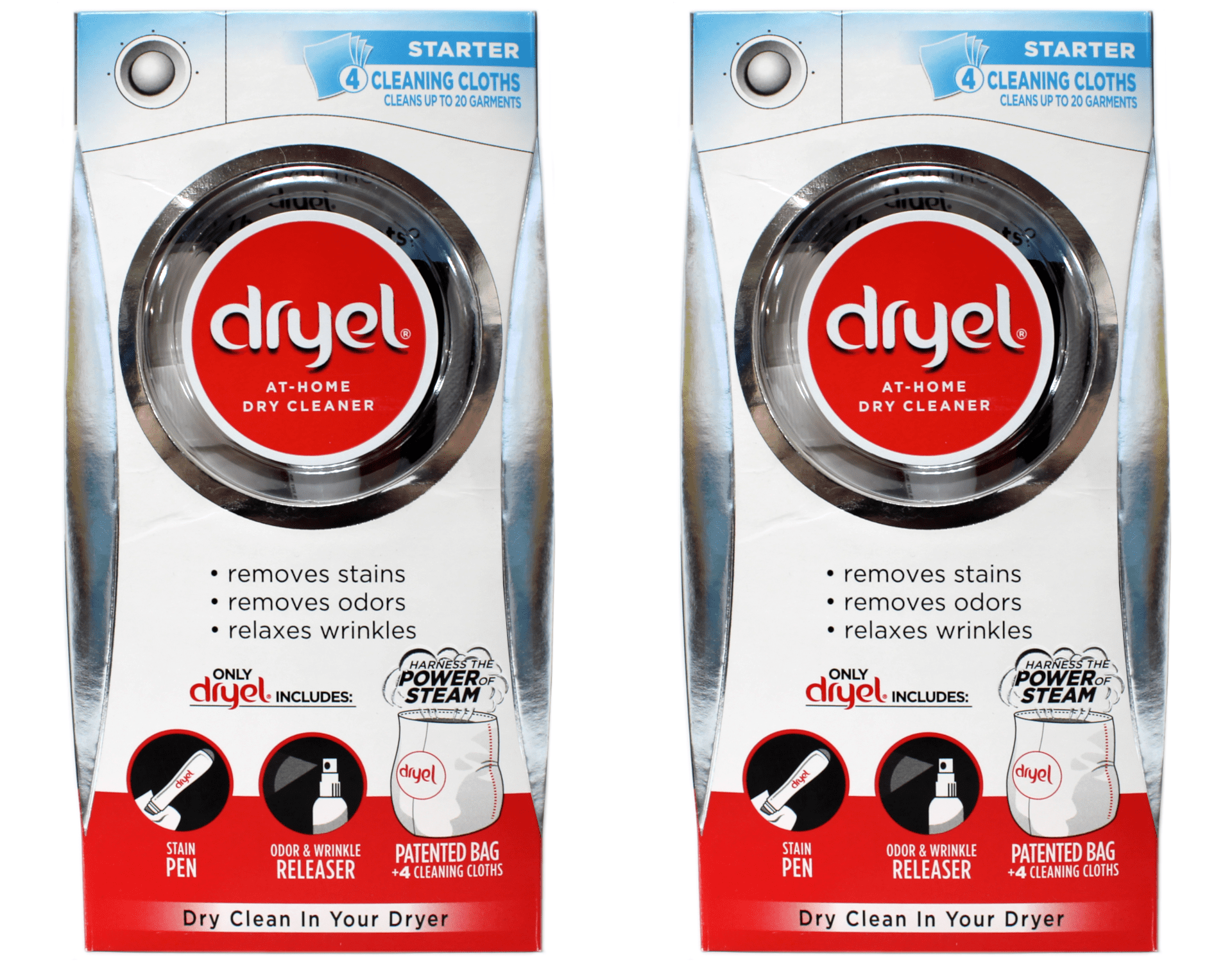 Dryel Home Dry Cleaner Starter Kit, Pack of 2 with 4 Cleaning Cloths ...