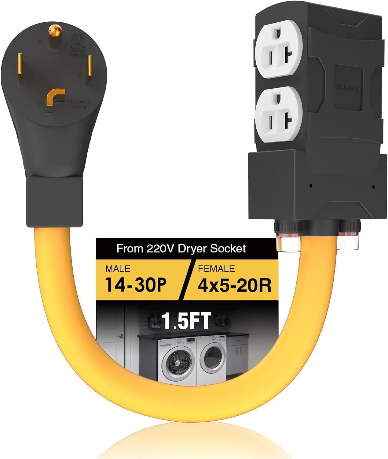 Dryer Adapter Distribution Cord NEMA 14-30P to 5-15/5-20R - Walmart.com