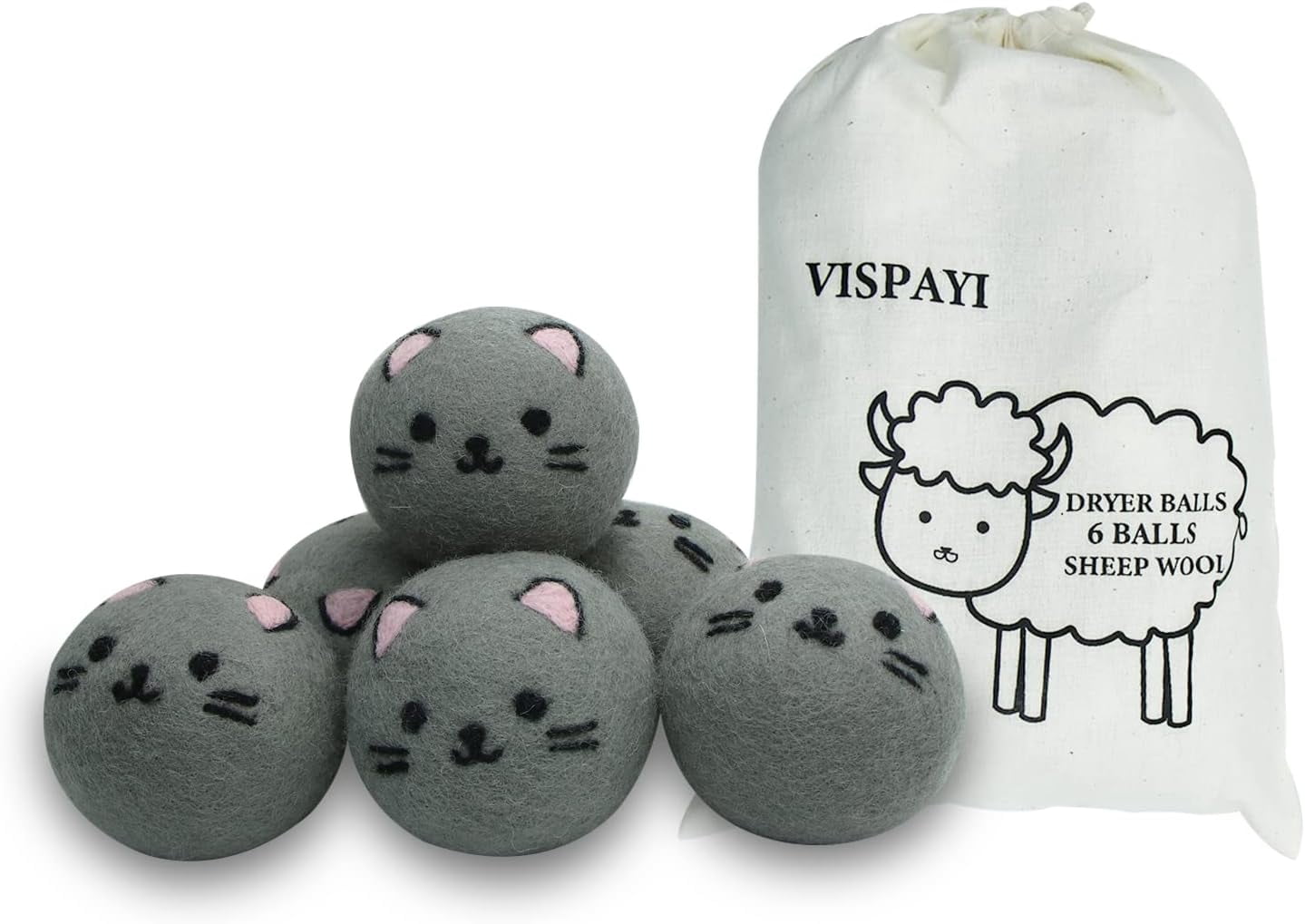 Dryer Balls Laundry Reusable - XL Wool Dryer Balls - Handmade Cute Cat ...