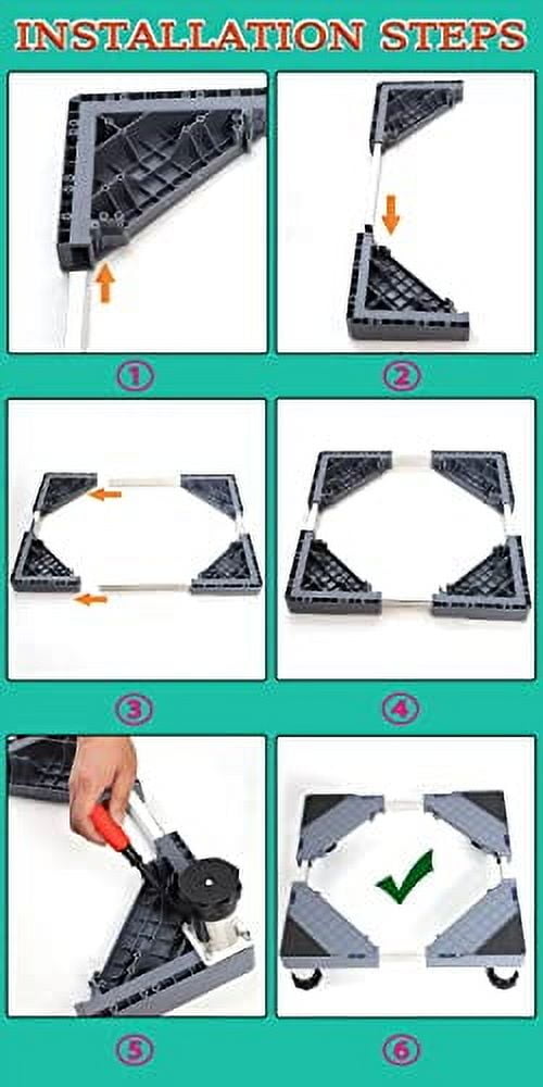 Dryer Pedestal-Adjustable Fridge Stand with 4 Heavy Duty Feet Increase 11.4~12.5 inch Height Max ...