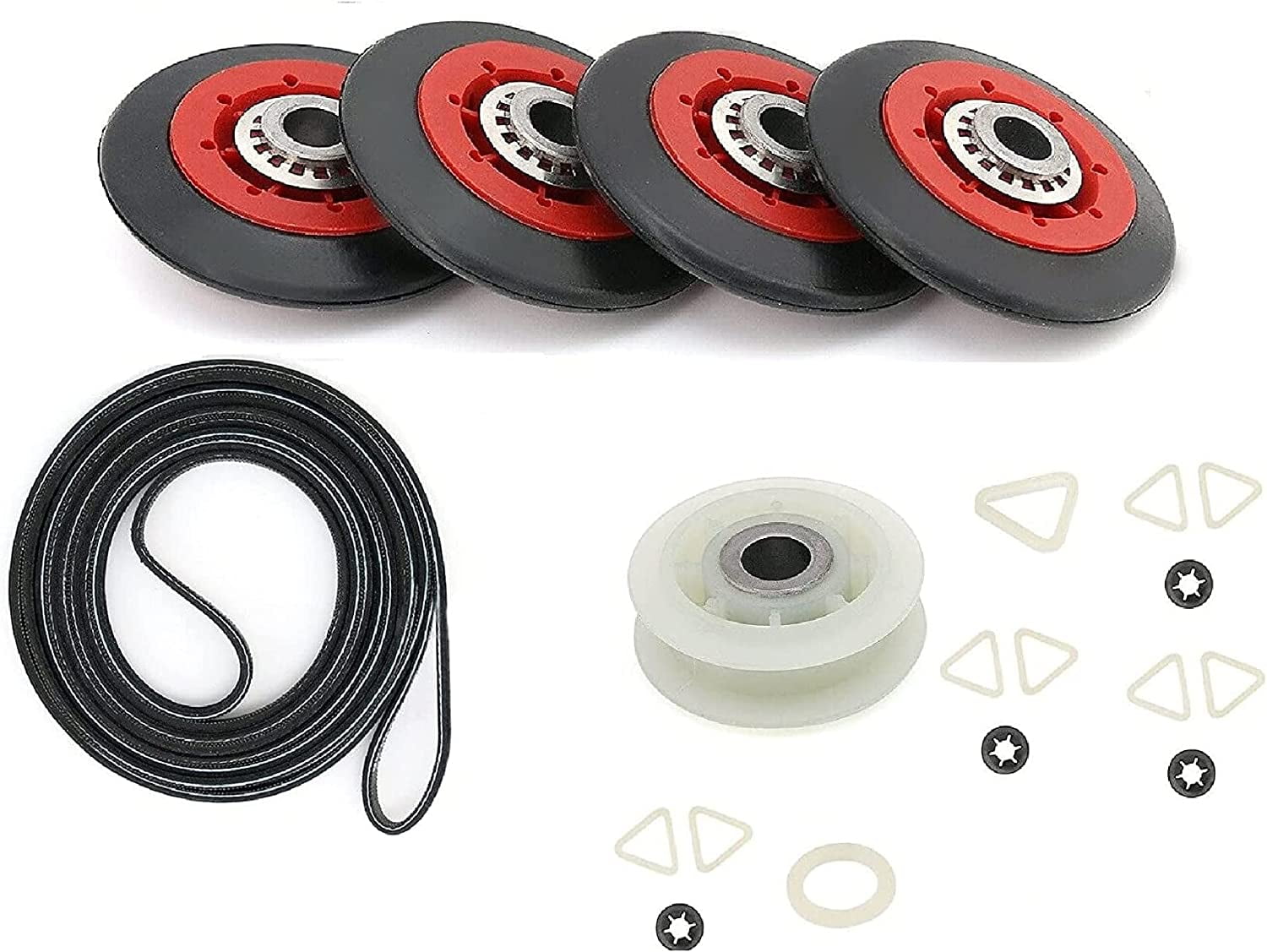 Dryer Repair Kit Drum Rollers Belt Replaces For Whirlpool WED8200YW0 ...