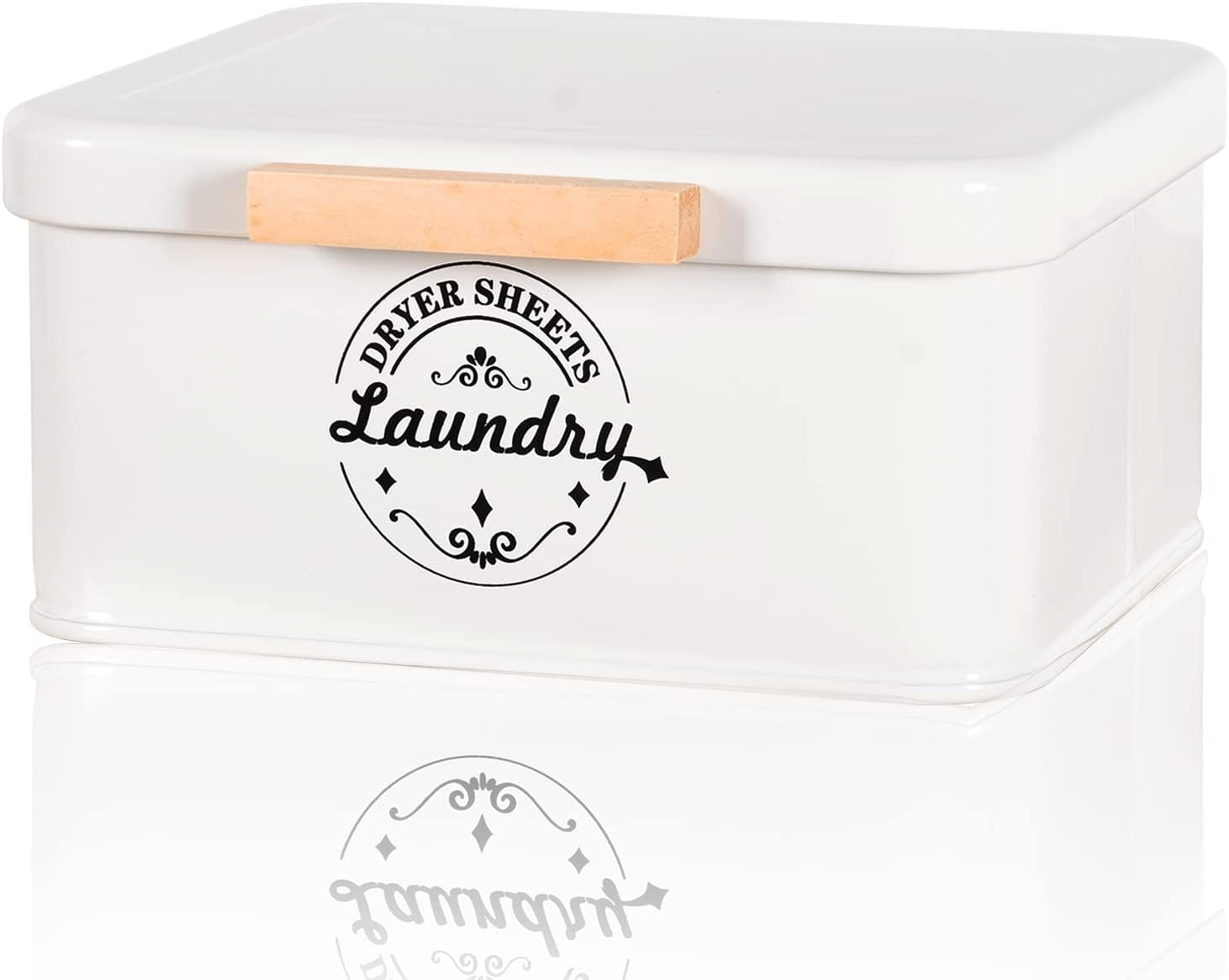 Dryer Sheet Holder with Hinged Lid for Laundry Room Organization. Metal ...