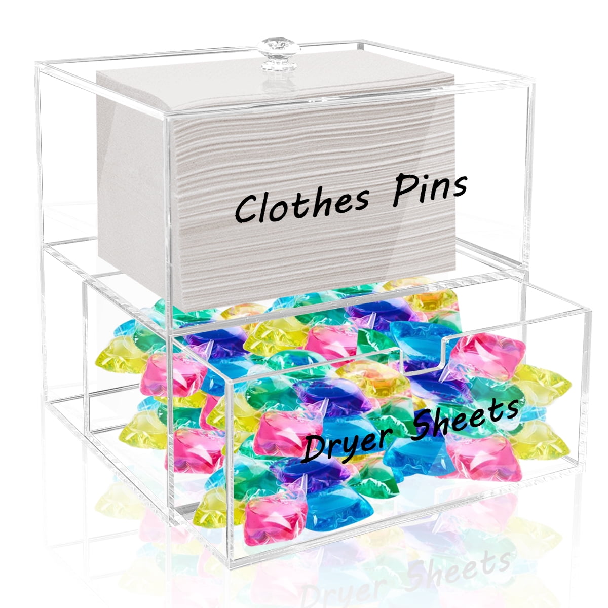 Dryer Sheet Holder Laundry Container Acrylic Dryer Sheet Container Box ...