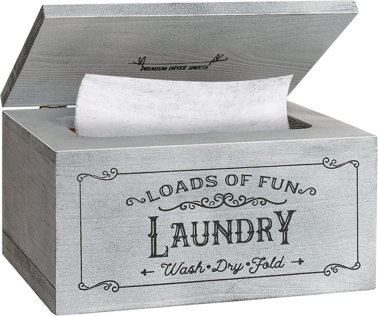 Dryer Sheet Holder Wood Dryer Sheet Dispenser with Lid, Rustic Dryer ...