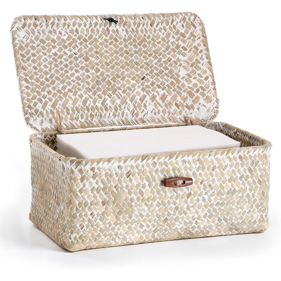 Dryer Sheet Holder, Woven Seagrass Dryer Sheets Container with Lid ...