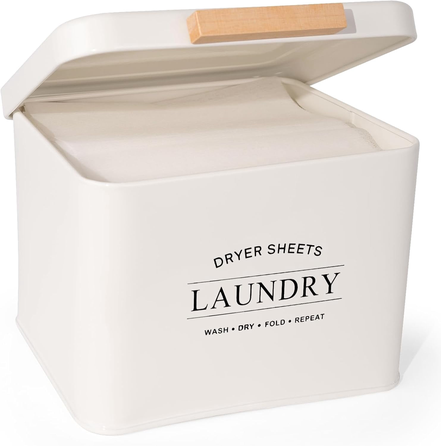 Dryer Sheet Holder with Hinged Lid for Laundry Room Organization, Metal ...