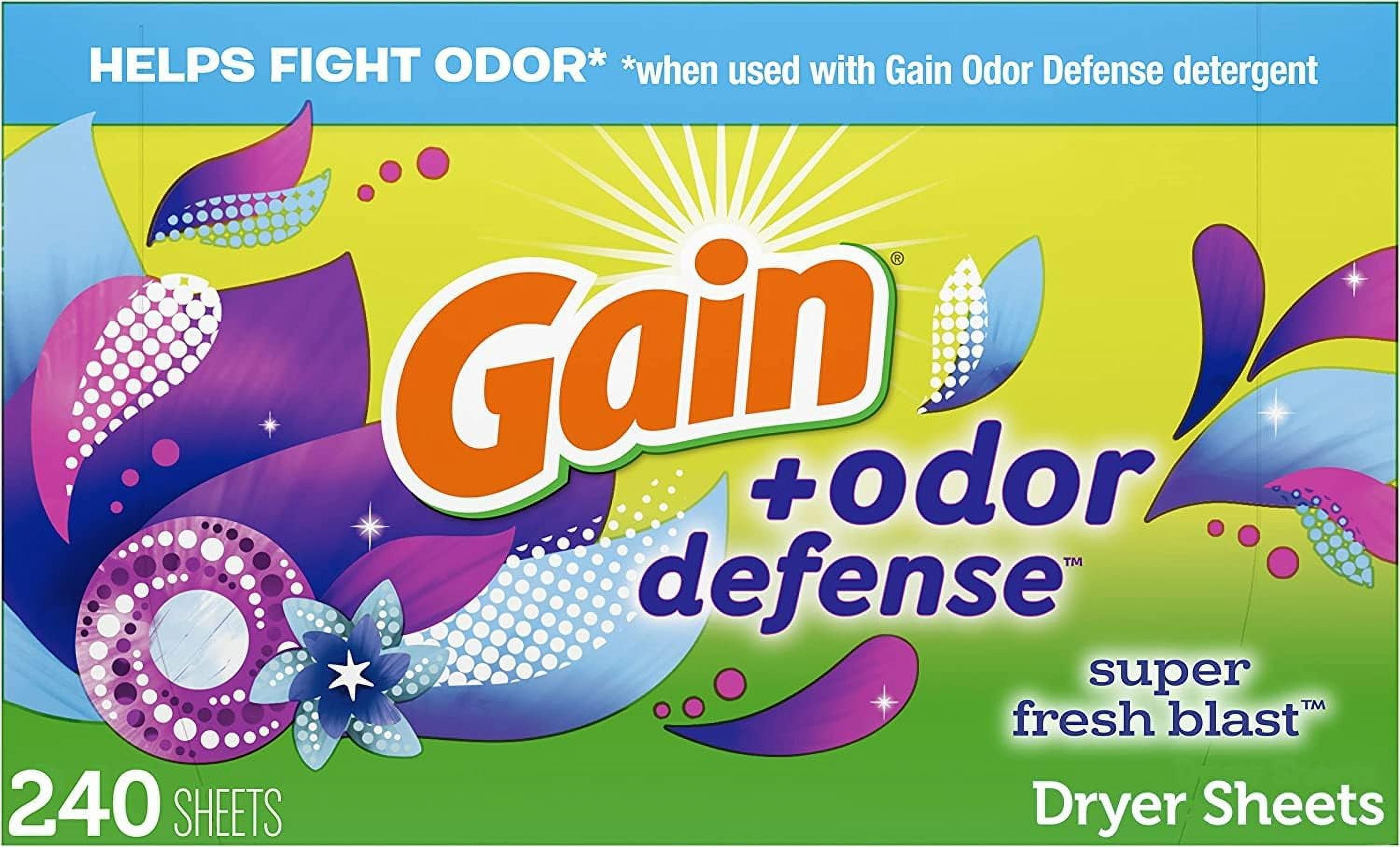 Dryer Sheets Plus Odor Defense, Super Fresh Blast Scent, 240 Count ...
