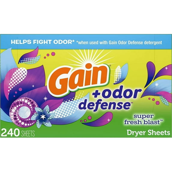 Dryer Sheets Plus Odor Defense, Super Fresh Blast Scent, 240 Count ...