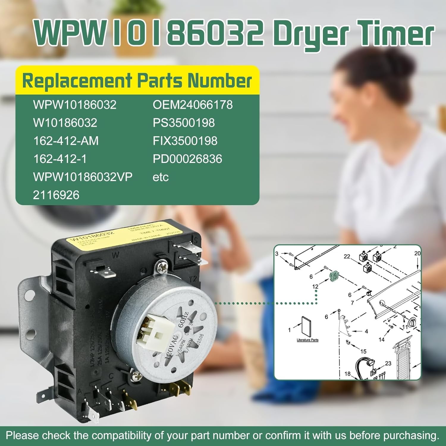 Dryer Timer Control Relay replaces For Kenmore Sears # WPW10186032 ...