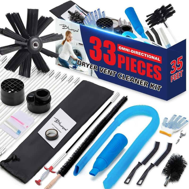 Dryer Vent Cleaner Kit, 33-Piece Omnidirectional Dryer Cleaning Kit ...