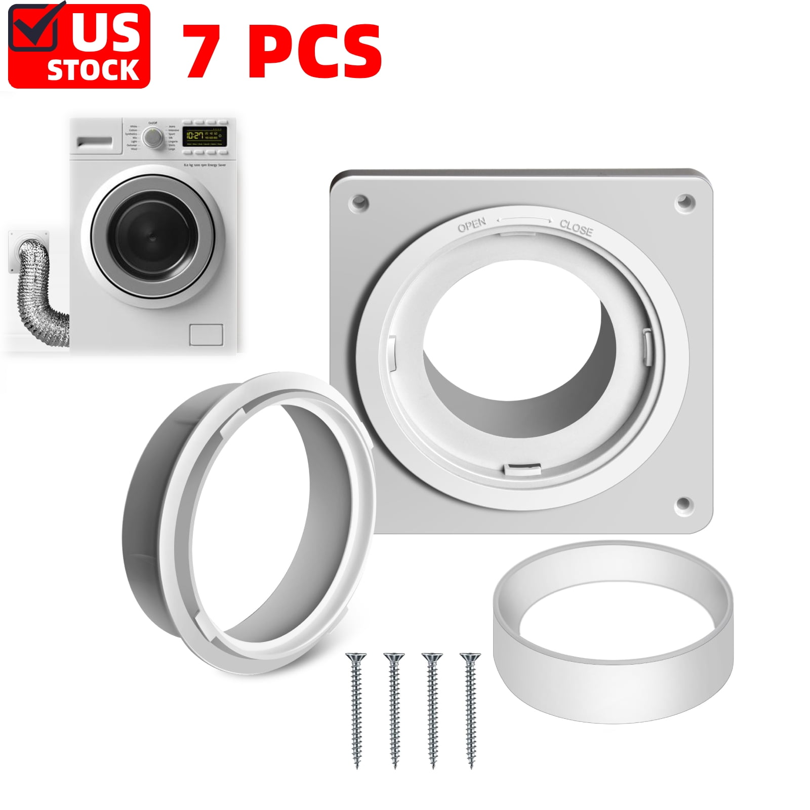 Dryer Vent Wall Plate with Quick Connect & Disconnect, 4 Inch Dryer ...