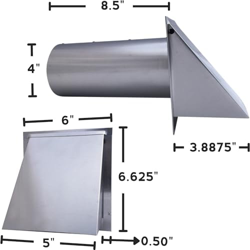 Dryer Wall Vent - Aluminum - Heavy Duty Hooded Metal Caps for Exterior ...