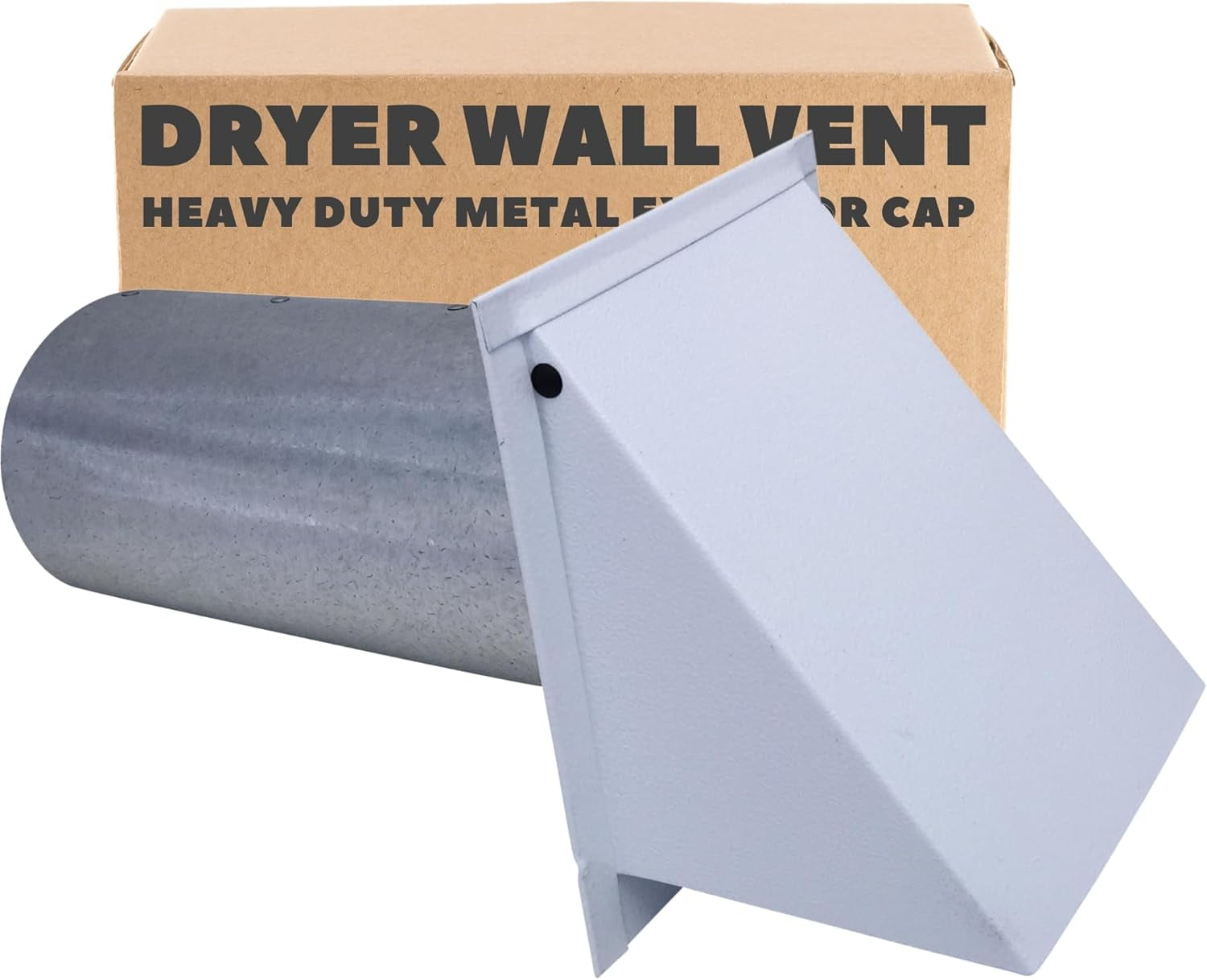 Dryer Wall Vent - White Powder Coated Steel - Heavy Duty Hooded Metal ...