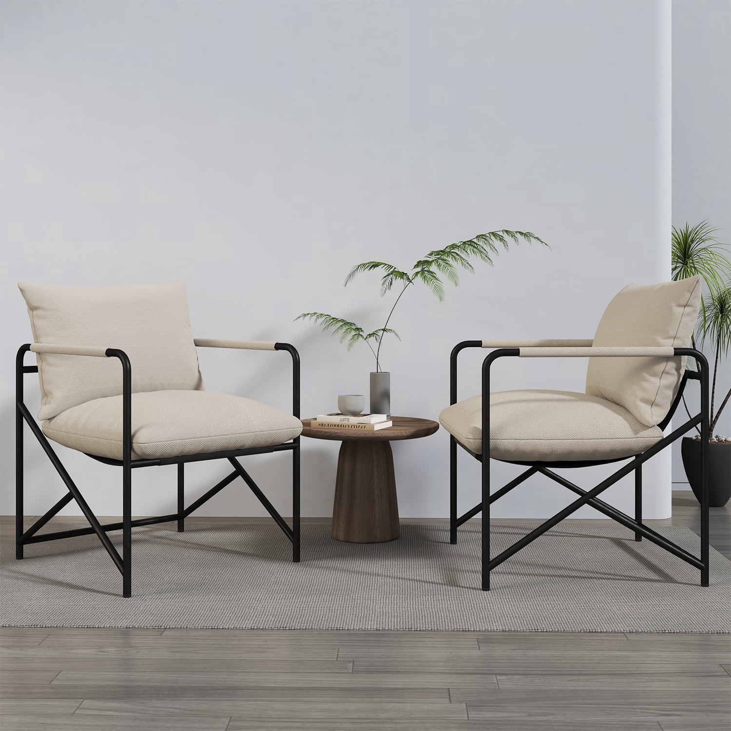 Dryfeedo Modern Sling Accent Chair Set of 2, Metal Frame Accent Chair ...