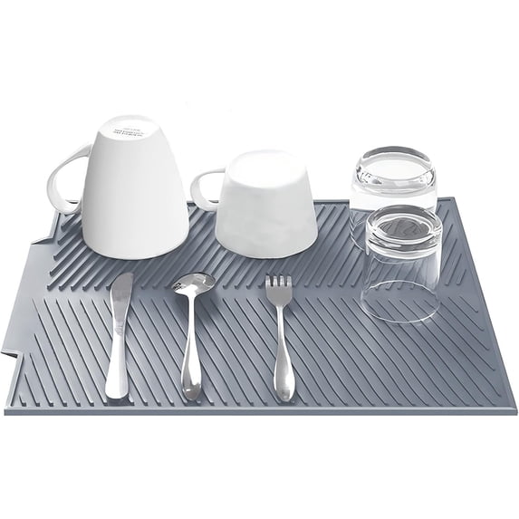 Drying Mat 17"x13" Dishes Drainer Mat with Grooves Non-Slip Heat ...