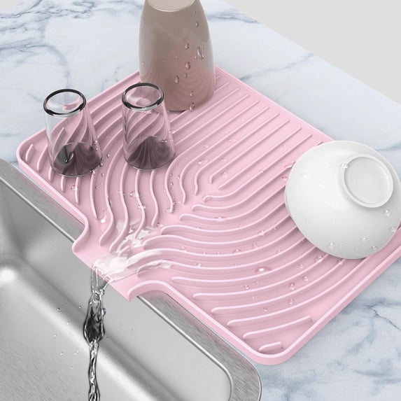 Drying Mat for Kitchen Counter , Dish Drying Rack Matt with Built in ...