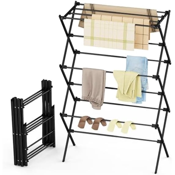 Drying Rack Clothing, 3-Tier Clothes Drying Rack Foldable, Antirust ...