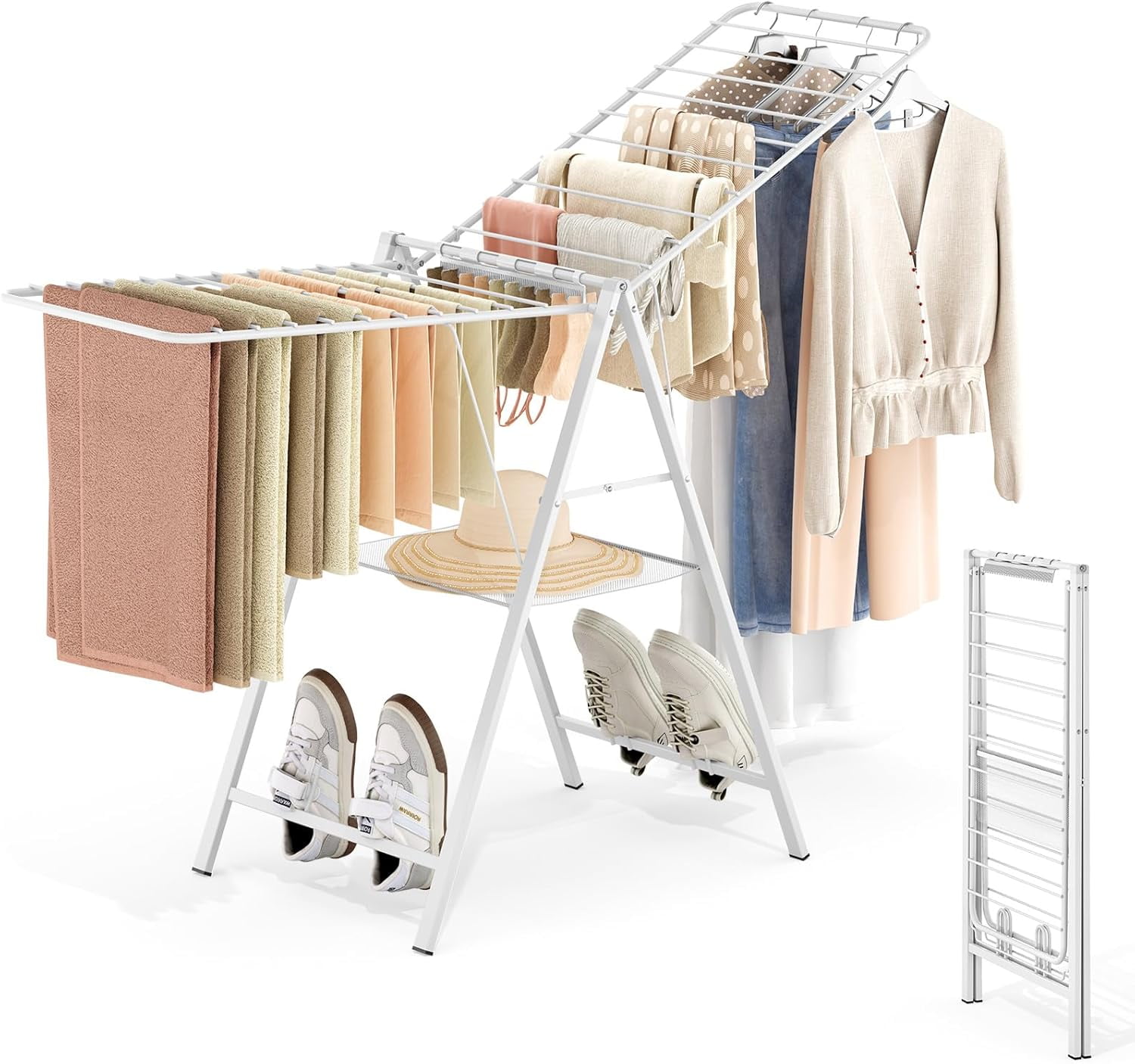 Drying Rack for Clothing Foldable, Metal Laundry Rack Collapsible ...