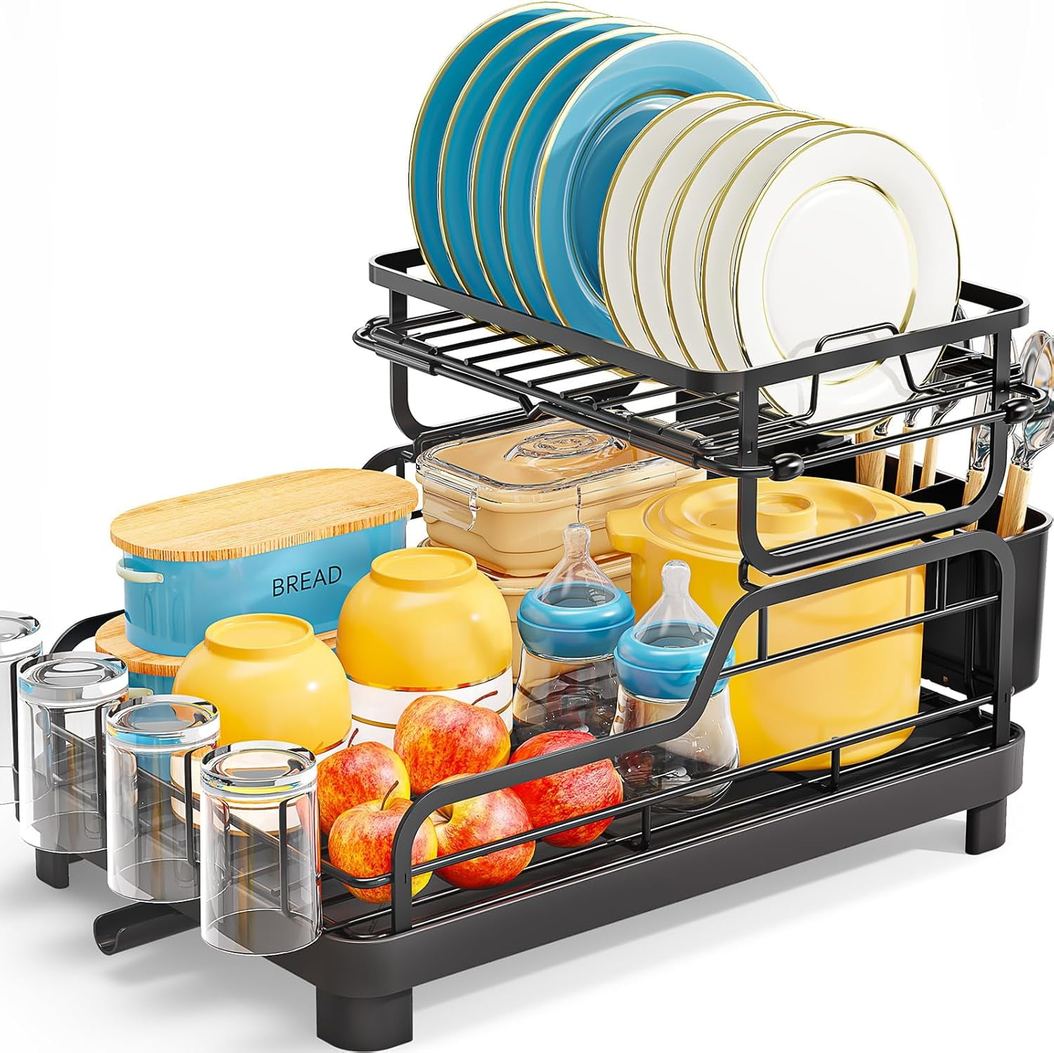 Drying Rack Converts to 2 Standalone Drainers, Large Drainboard, Fits ...