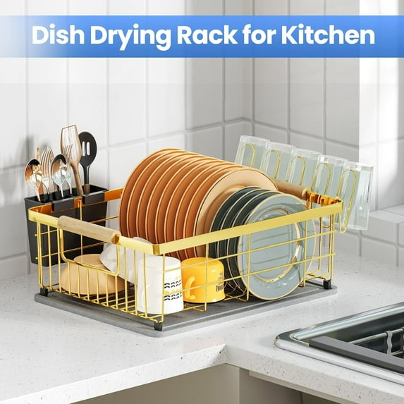 Drying Rack Gold with Diatomaceous Earth 1 Tier,Multifunctional Dish ...