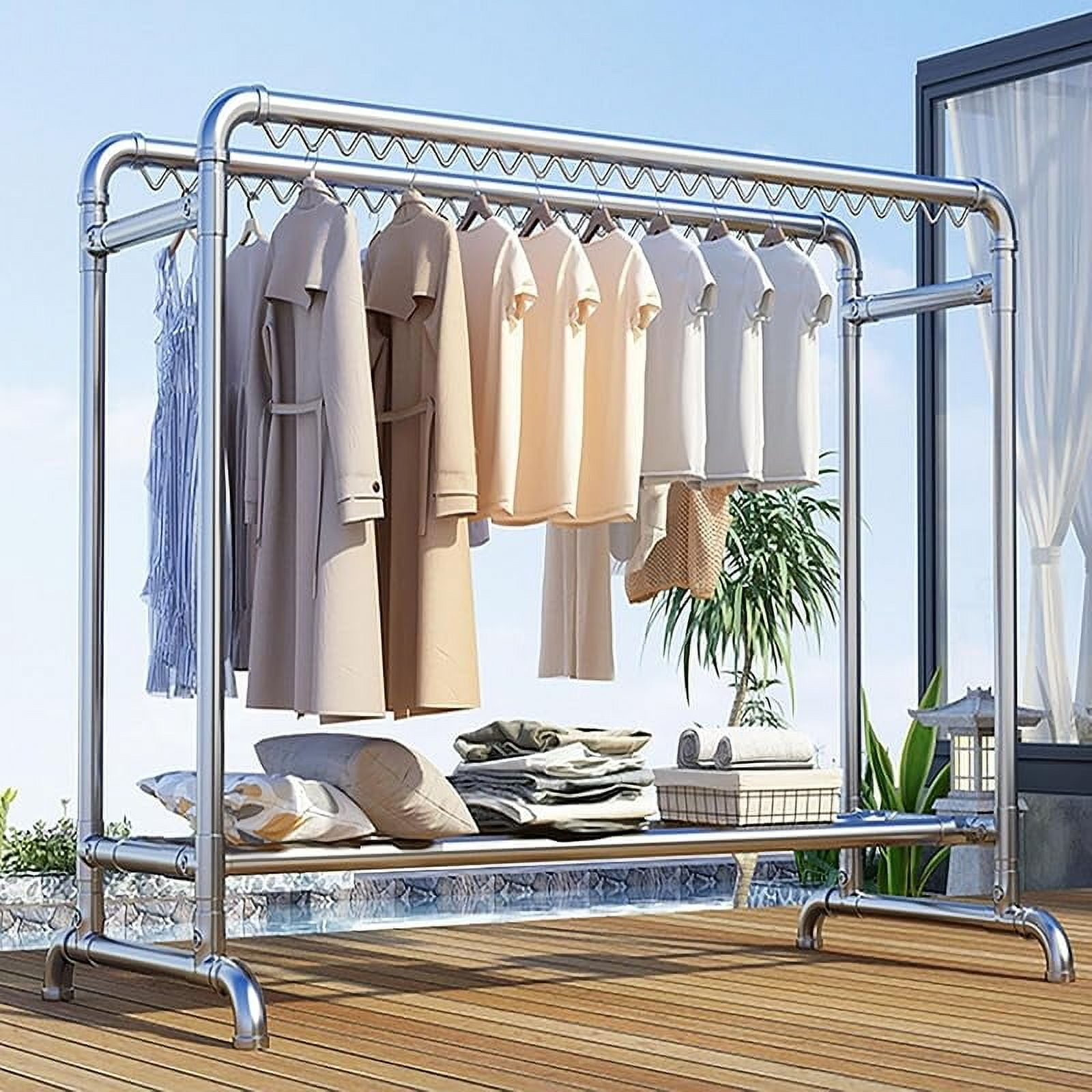Drying Rack Portable Clothes Stand Rack Adjustable Coat Garment Hanging ...