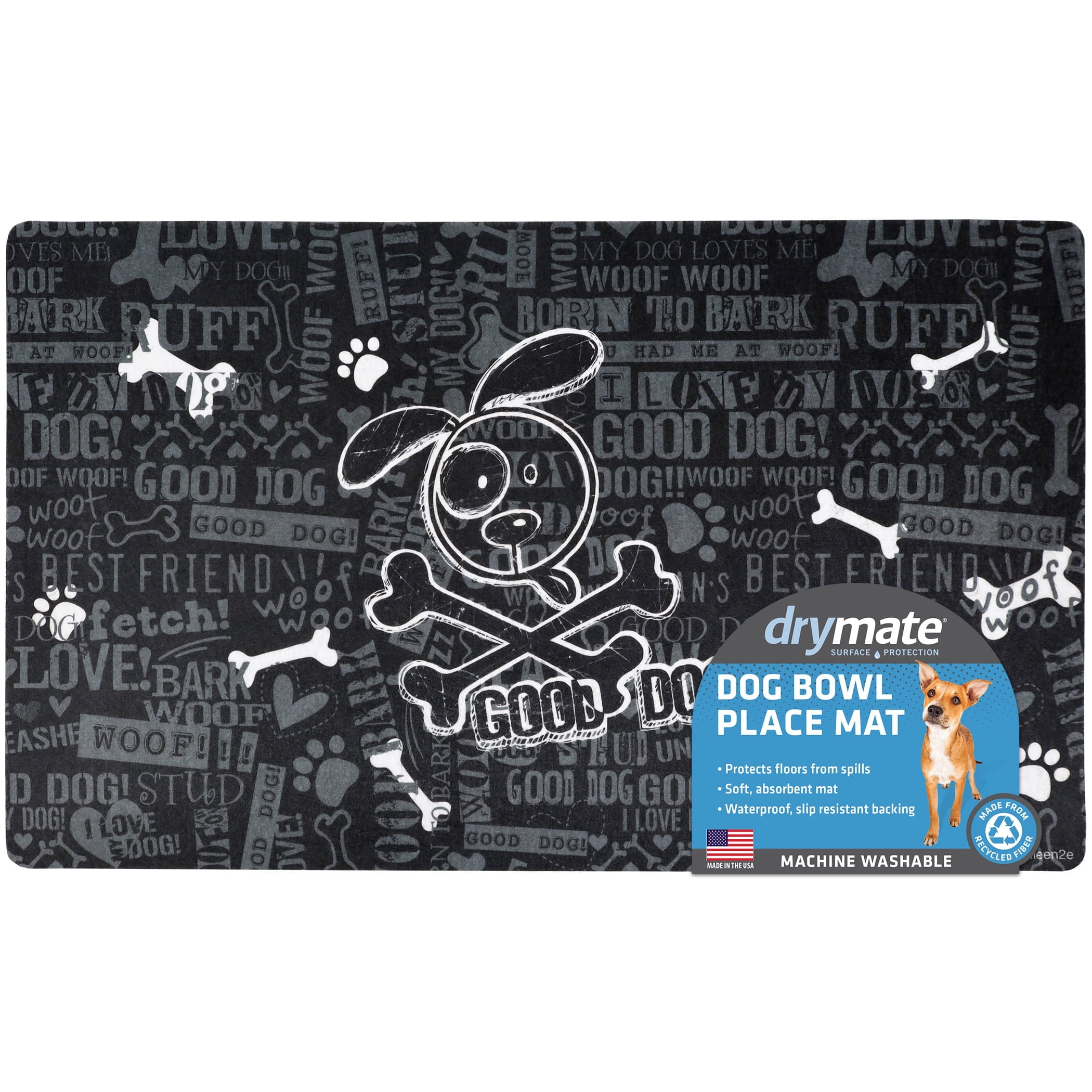 Drymate Dog Bowl Placemat, Pet Food Feeding Mat - Absorbent Fabric ...