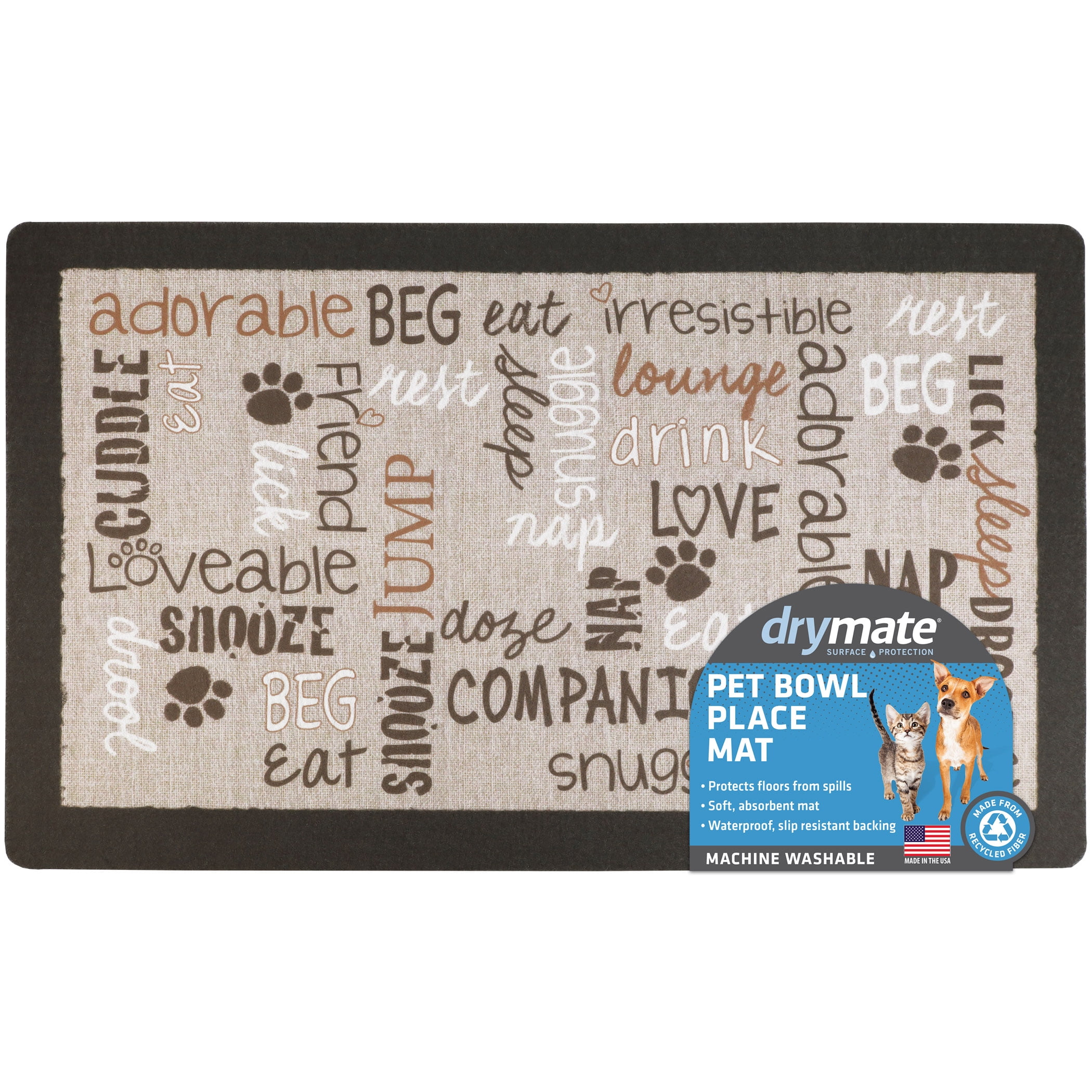 Drymate Pet Bowl Placemat, Dog & Cat Food Feeding Mat - Absorbent ...
