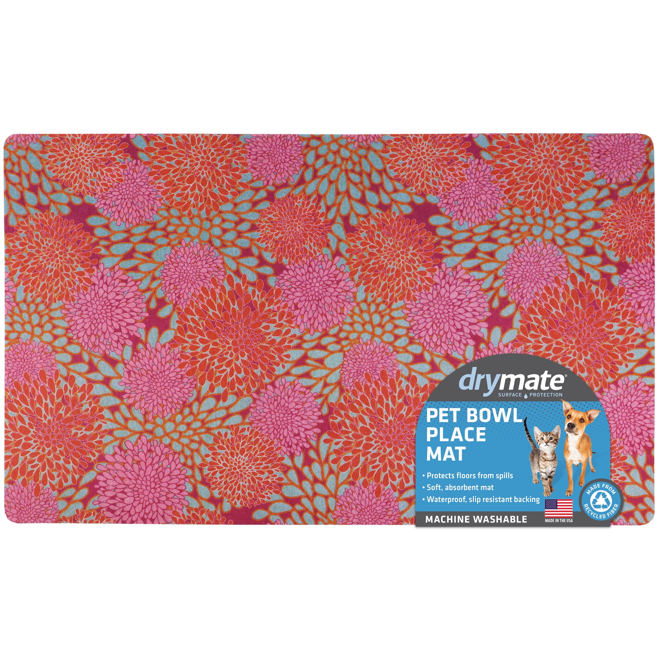 Drymate Pet Bowl Placemat, Dog & Cat Food Feeding Mat - Absorbent ...