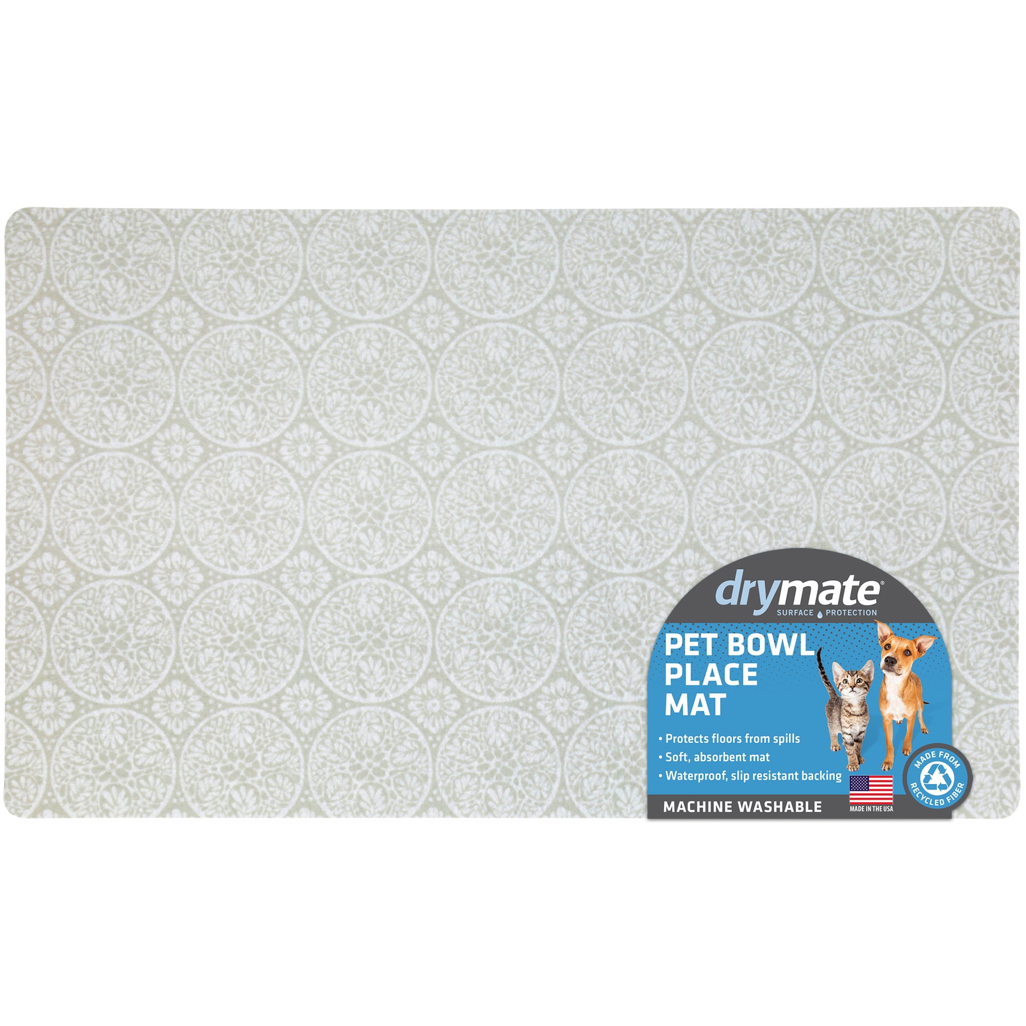 Drymate Pet Bowl Placemat, Dog & Cat Food Feeding Mat - Absorbent ...
