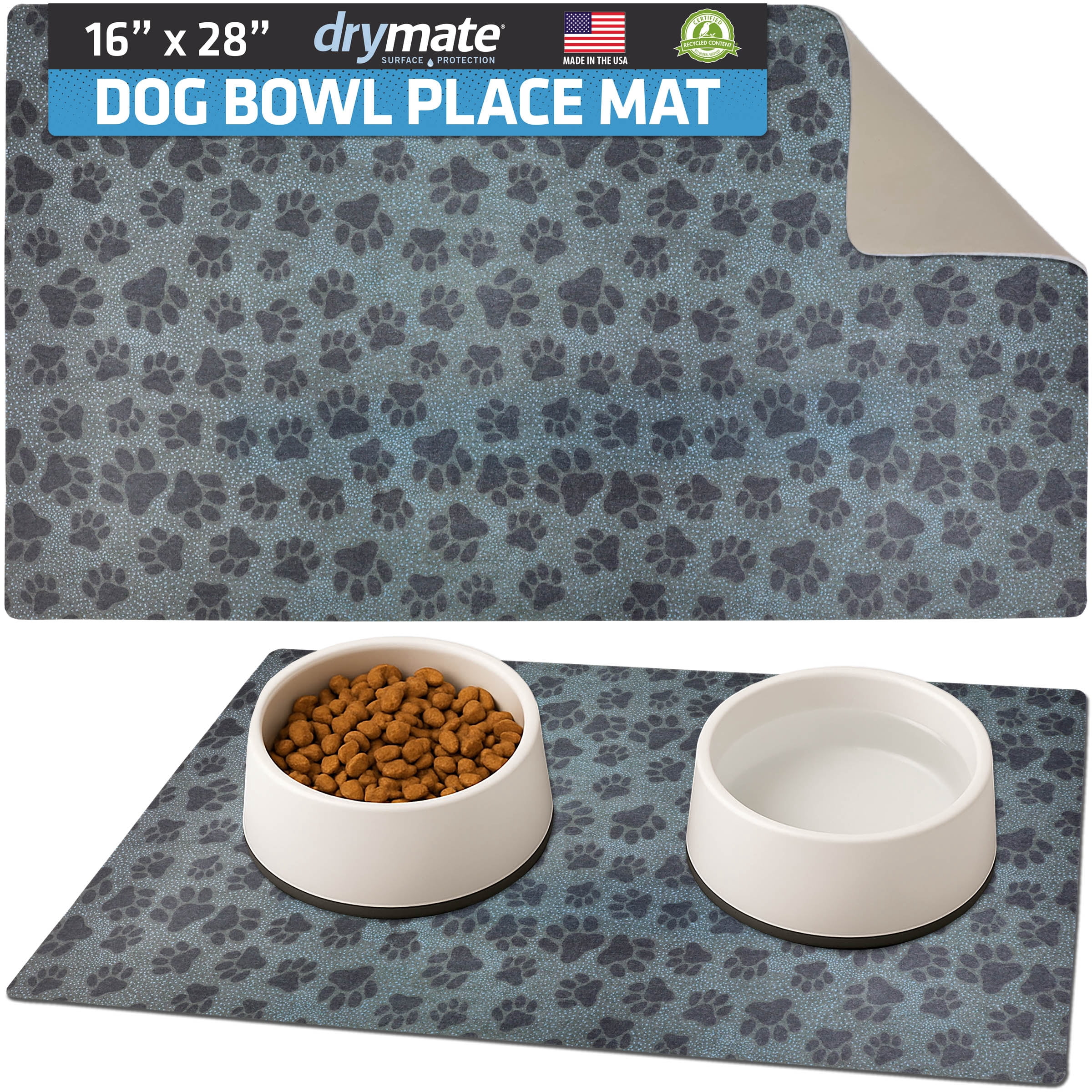Drymate Pet Bowl Placemat, Dog & Cat Food Feeding Mat - Absorbent ...