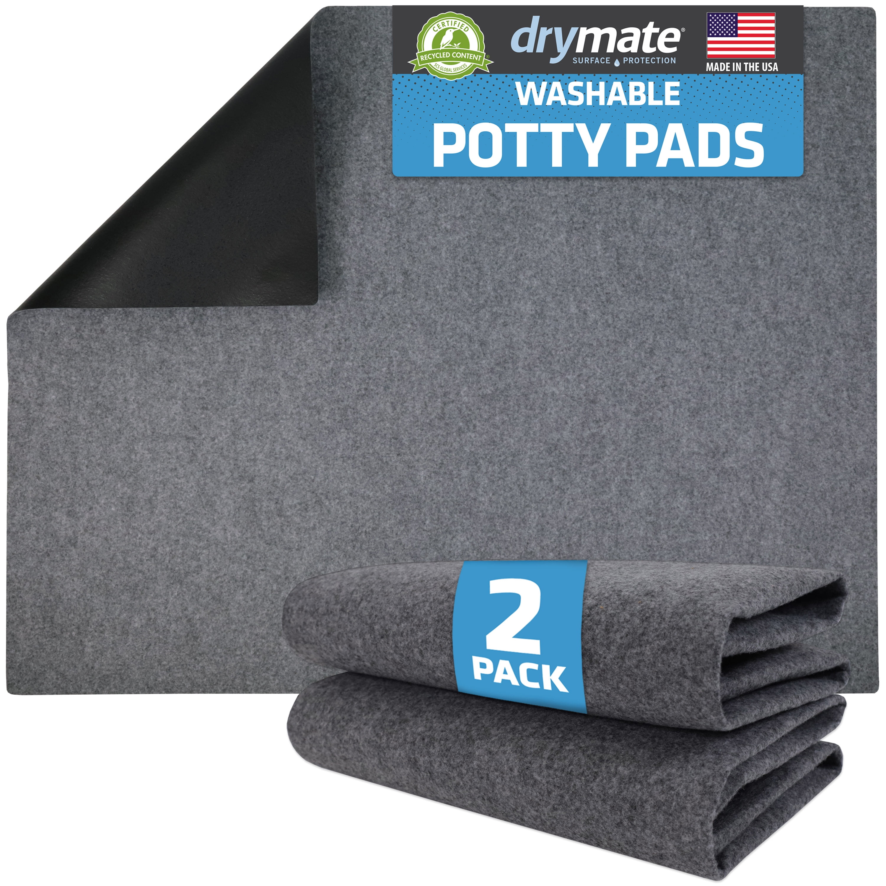 Drymate Washable Pee Pads for Dogs (2-Pack), Waterproof, Absorbent, Non ...