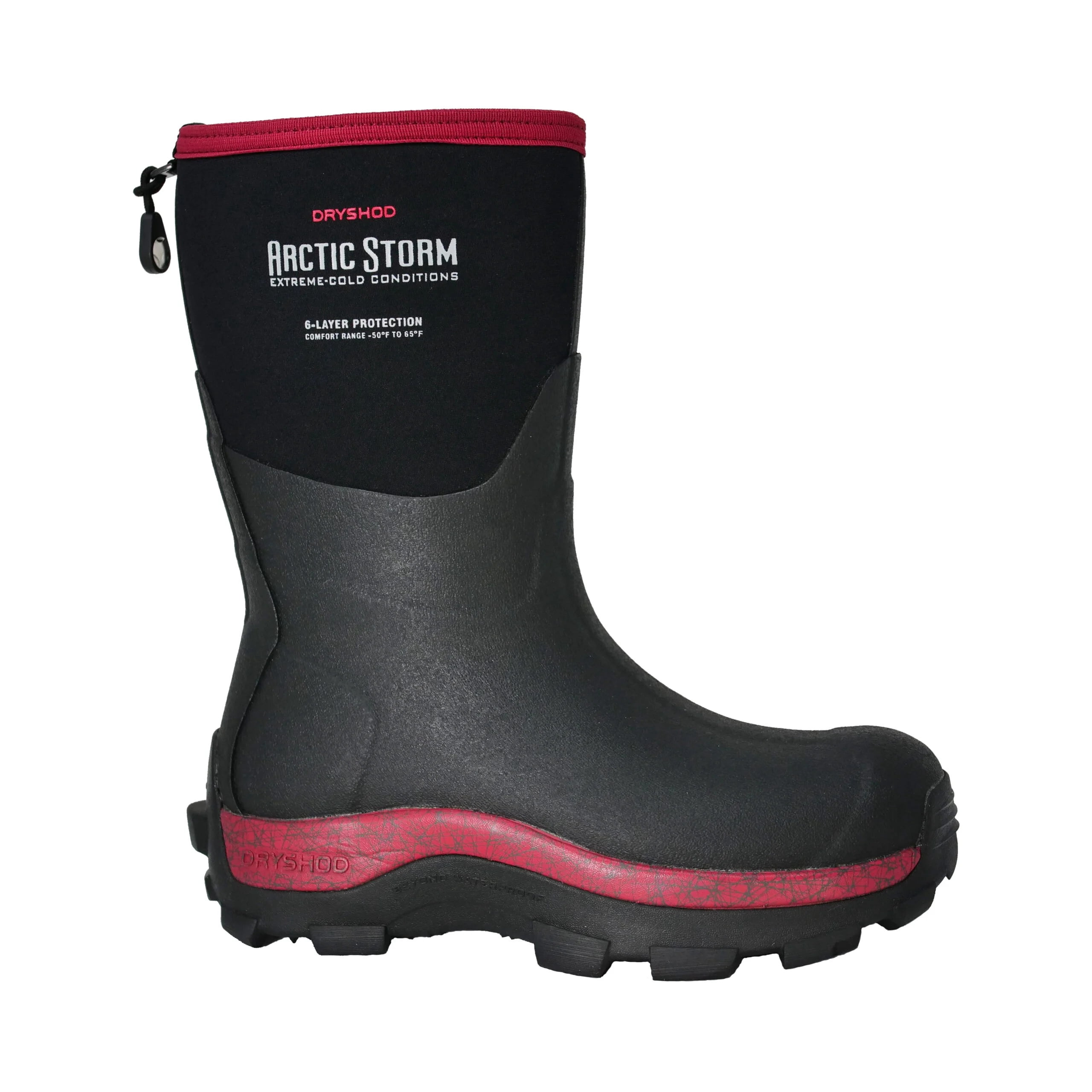 Dryshod Women's Arctic Storm Mid Cut Black/Cranberry Boot in Size 7 ...