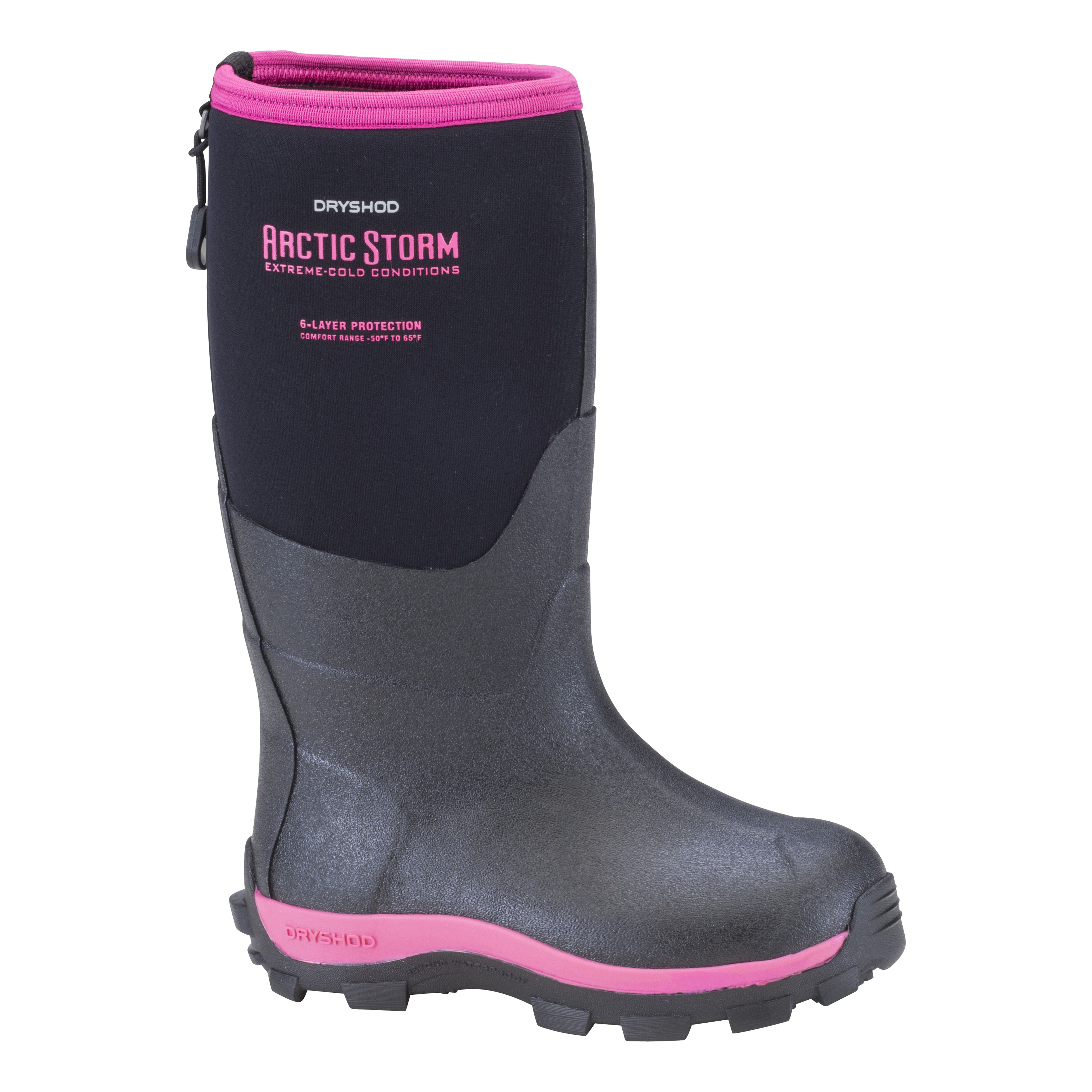 Dryshod Girls Arctic Storm Kids Hi Cut Black/Pink Boot in Size Child 10 ...