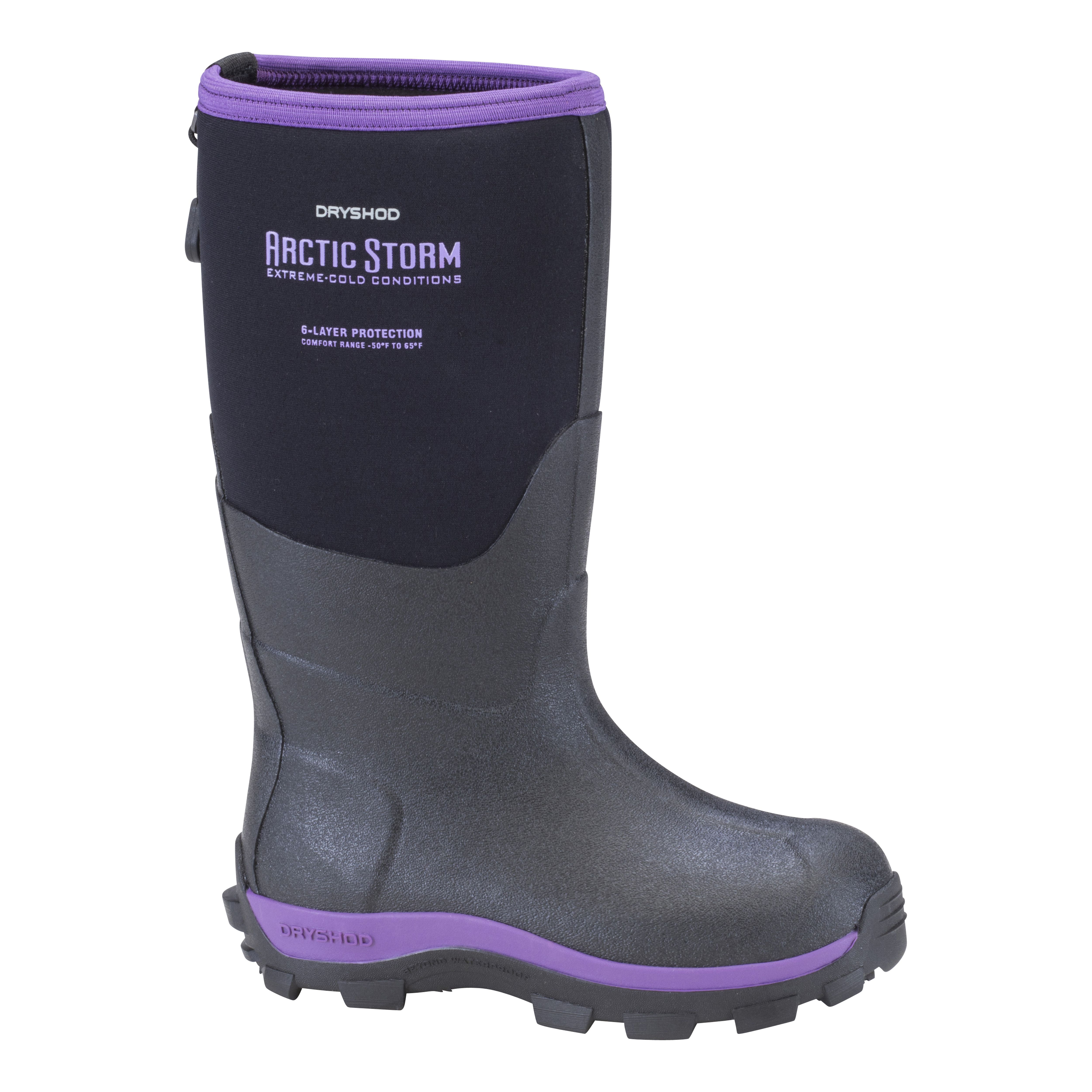 Dryshod Girls Arctic Storm Kids Hi Cut Black/Purple Boot in Size Child ...
