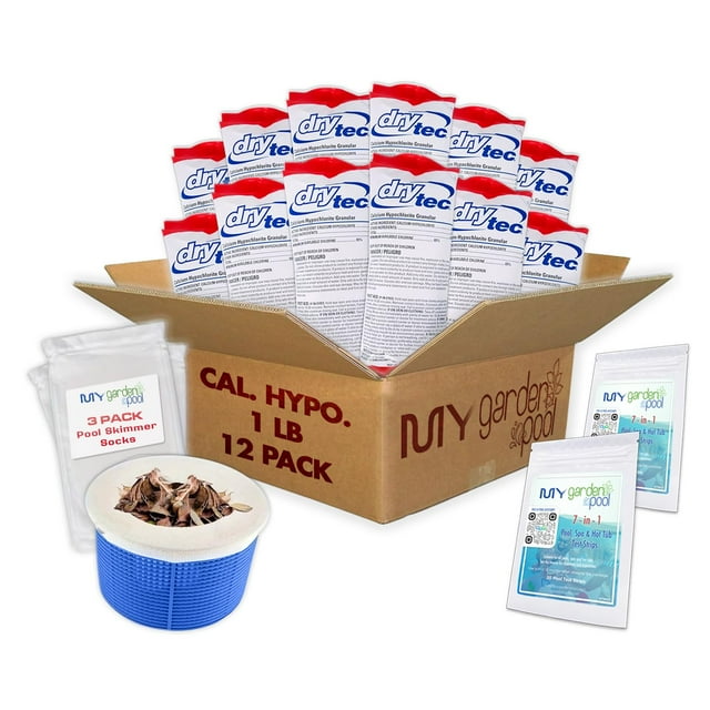 Drytec Calcium Hypochlorite Pool Shock 1 lb. 68% Bag, 12 Pack, Complete ...