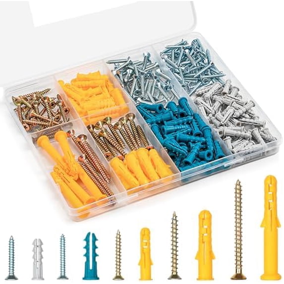 Drywall Anchors and Screws 270 count, 135 Dry Wall Expansion Anchors ...