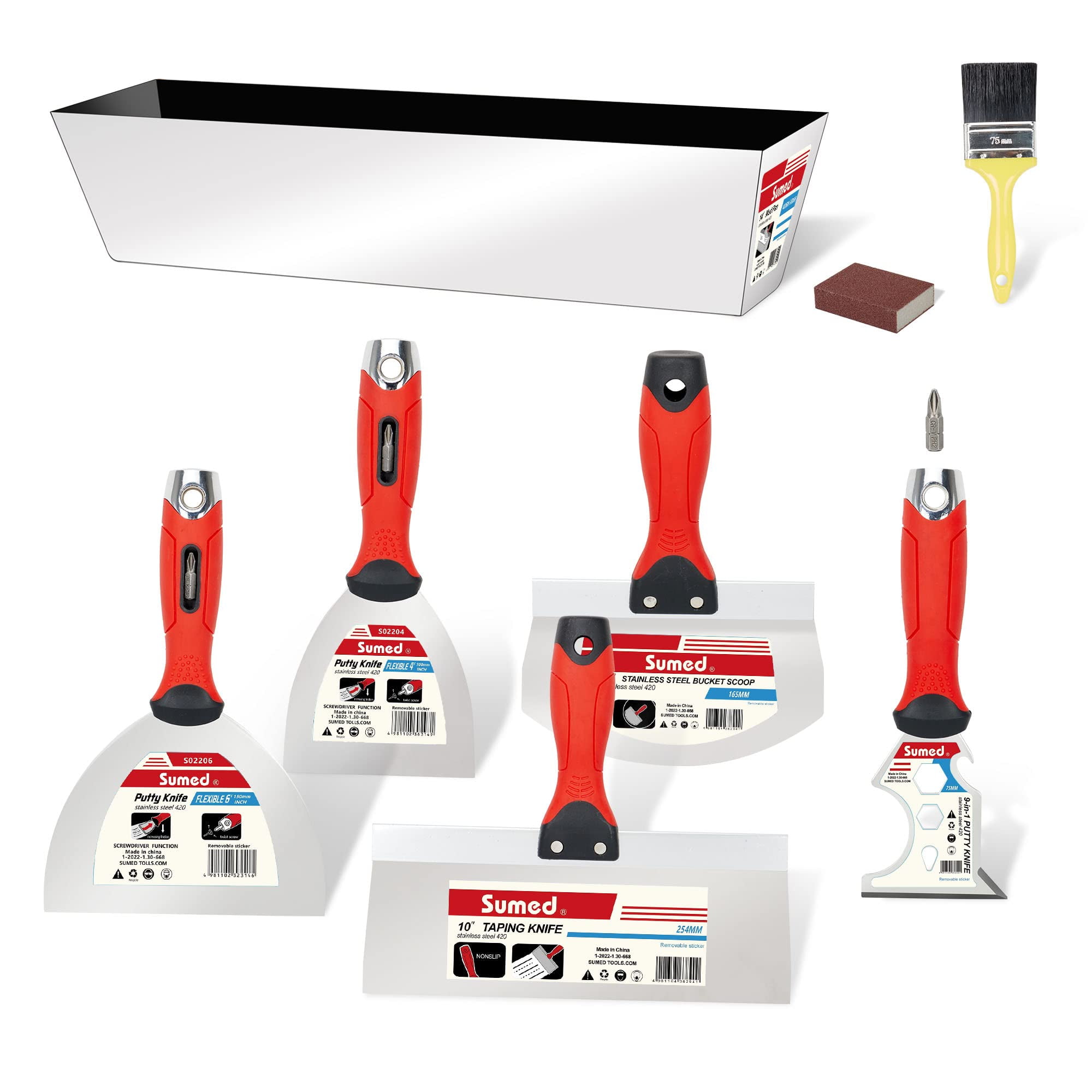 Drywall Hand Tool Kit,Stainless Steel Putty Knife Set Including Joint ...