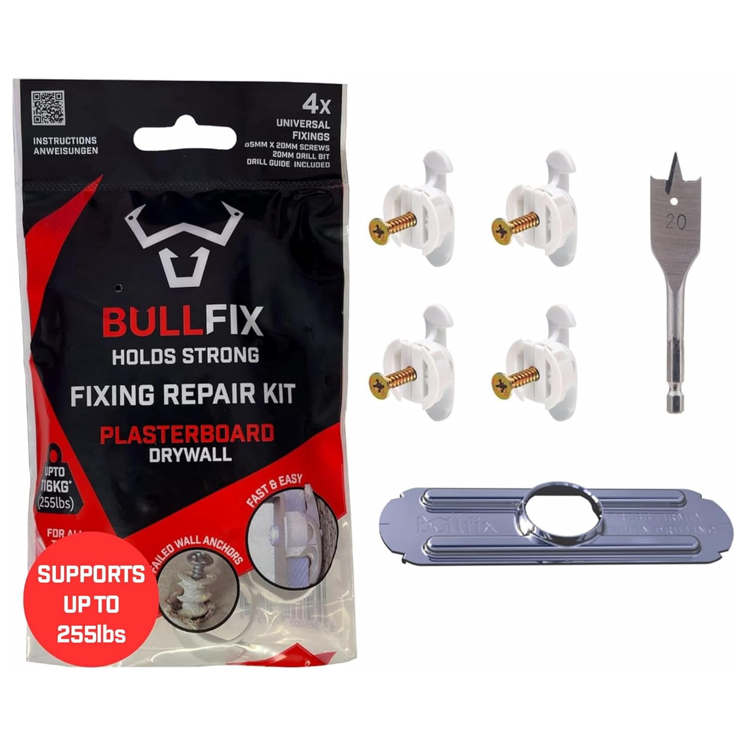 Drywall Hole Repair Kit - Wall Fixer Hole Kit with Universal Anchors ...